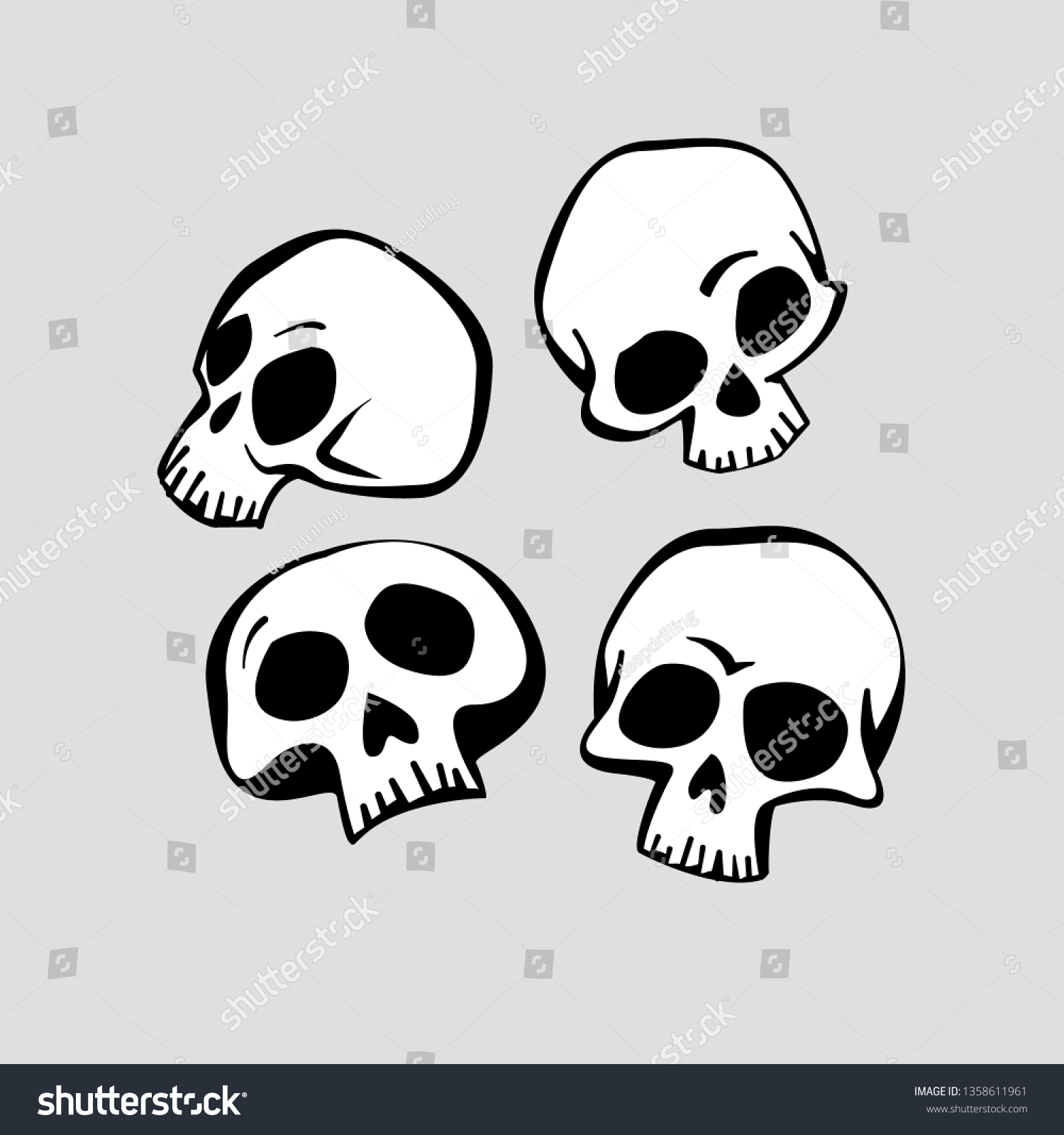 Human Skull Different Angles Vector Image Stock Vector (Royalty Free ...