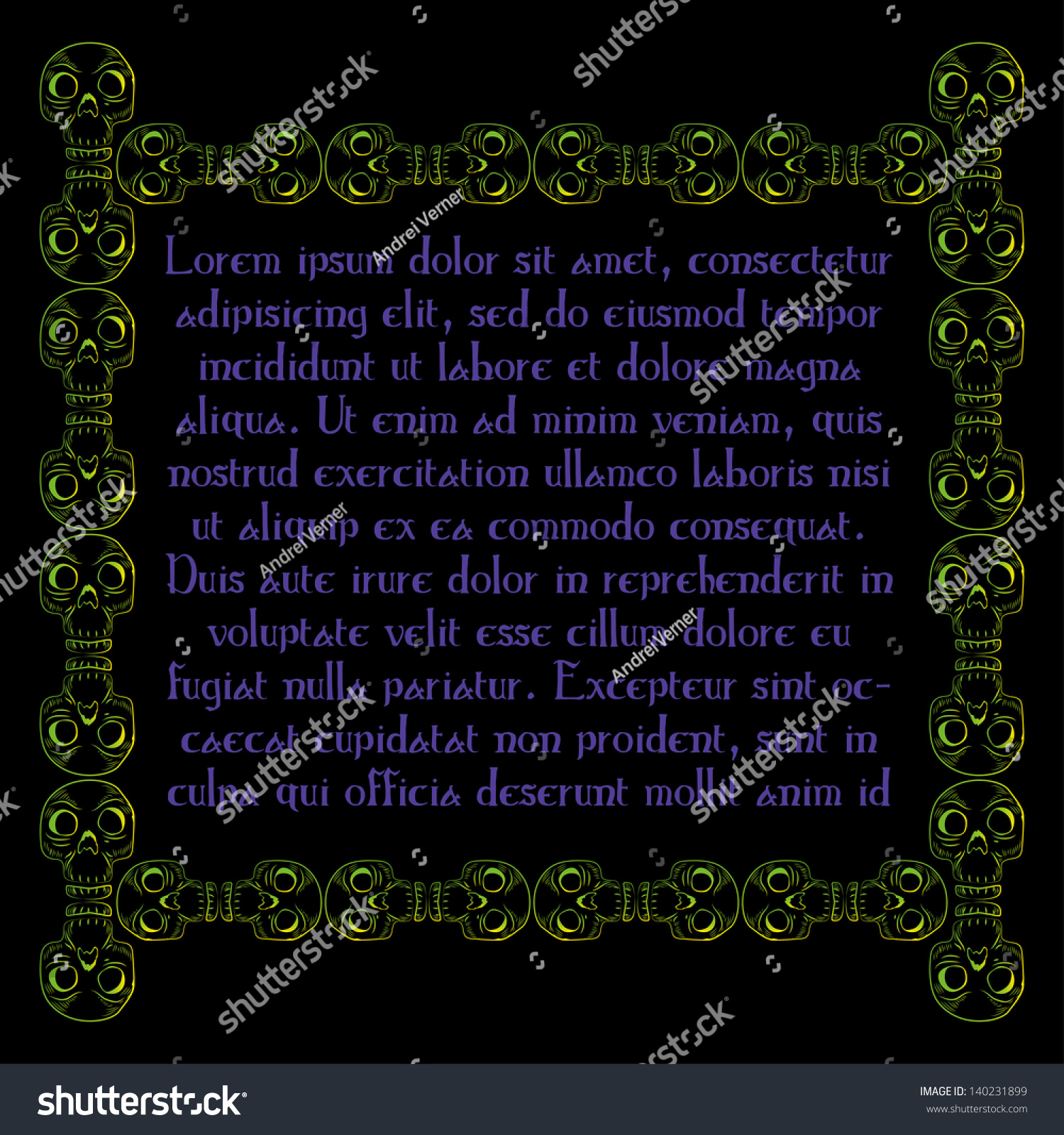 Human Skulls Text Frame Vector Illustration Stock Vector (Royalty Free ...