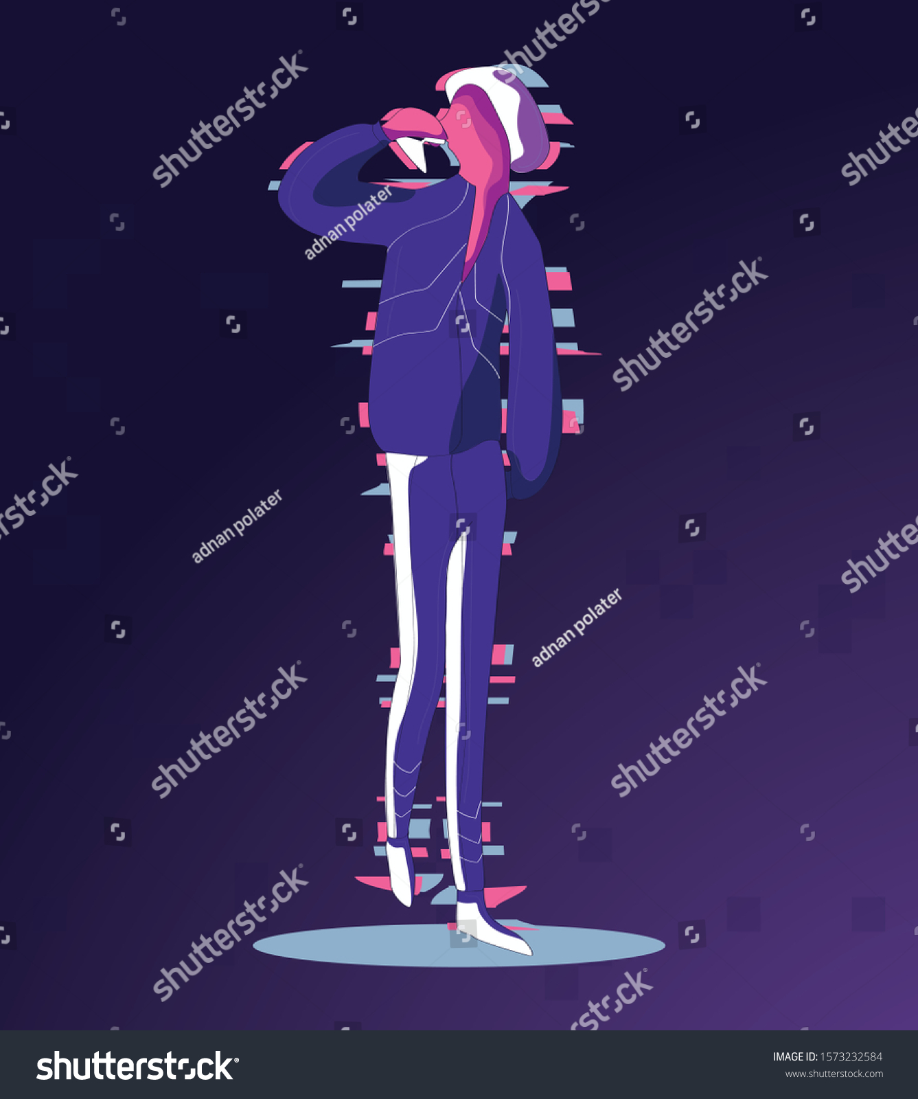 Human Technological Character Digital People Stock Vector (Royalty Free ...