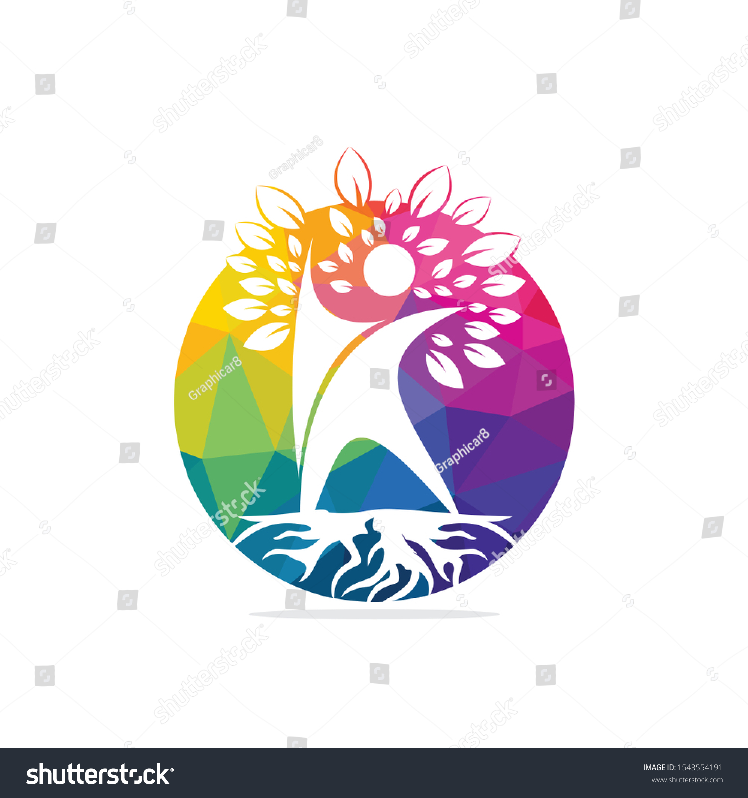 Human Tree Roots Vector Logo Design Stock Vector (Royalty Free) 1543554191