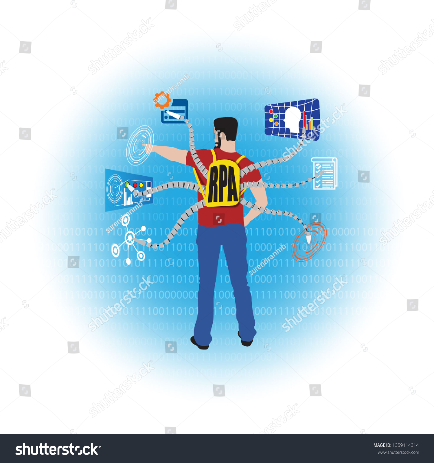 Human Vs Robot Rpa Automation Multi Stock Vector (Royalty Free ...