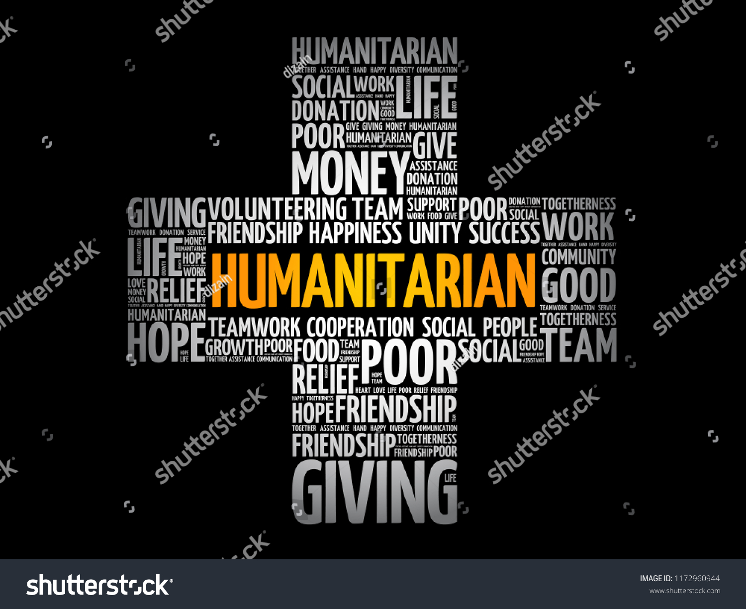 Humanitarian Word Cloud Collage Cross Concept Stock Vector (Royalty ...
