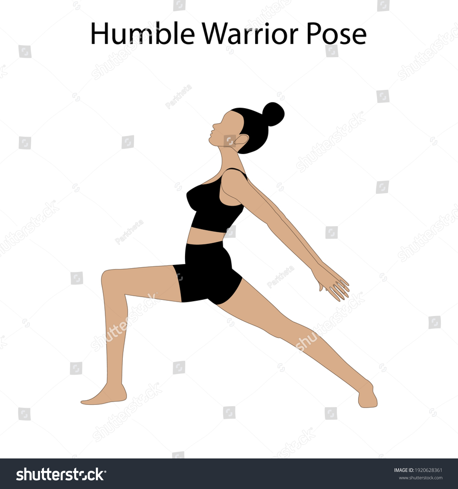 Humble Warrior Pose Yoga Workout On Stock Vector Royalty Free 1920628361 Shutterstock