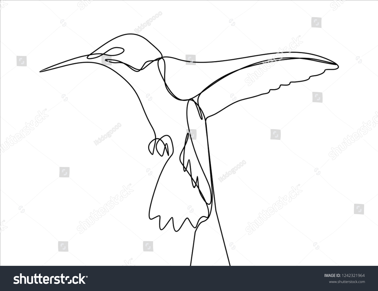 Hummingbird Continuous Line Stock Vector (Royalty Free) 1242321964 ...
