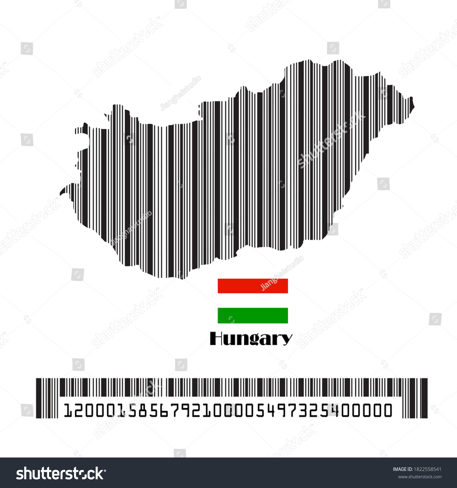 Hungary Map Flag Made Bar Code Stock Vector (Royalty Free) 1822558541 ...