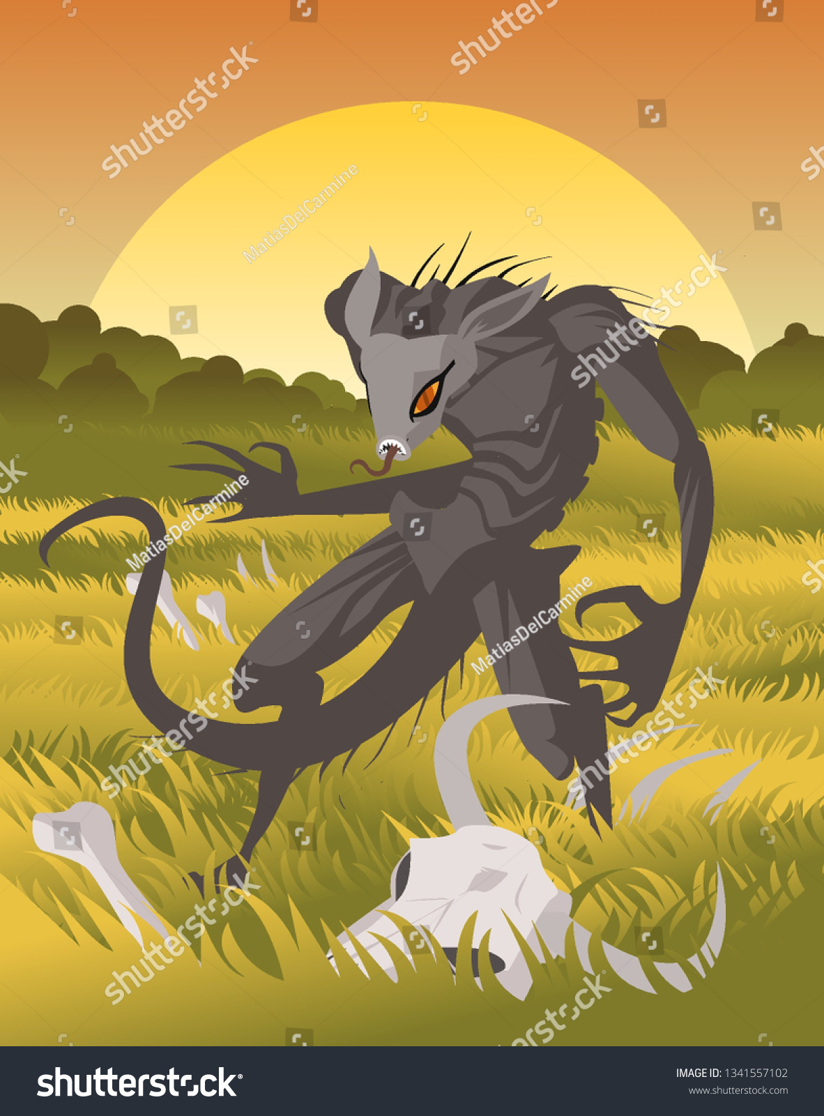 Hungry Mad Chupacabras Creature Stock Vector (Royalty Free) 1341557102 ...