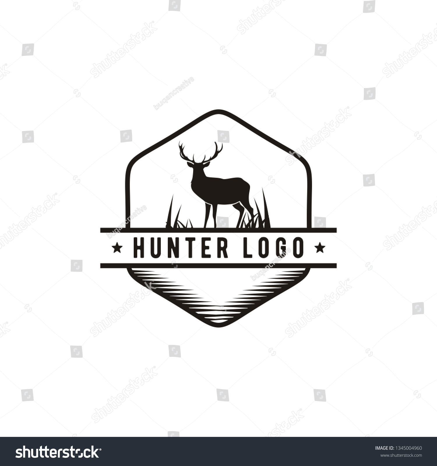 Hunter Emblem Logo Design Stock Vector (Royalty Free) 1345004960