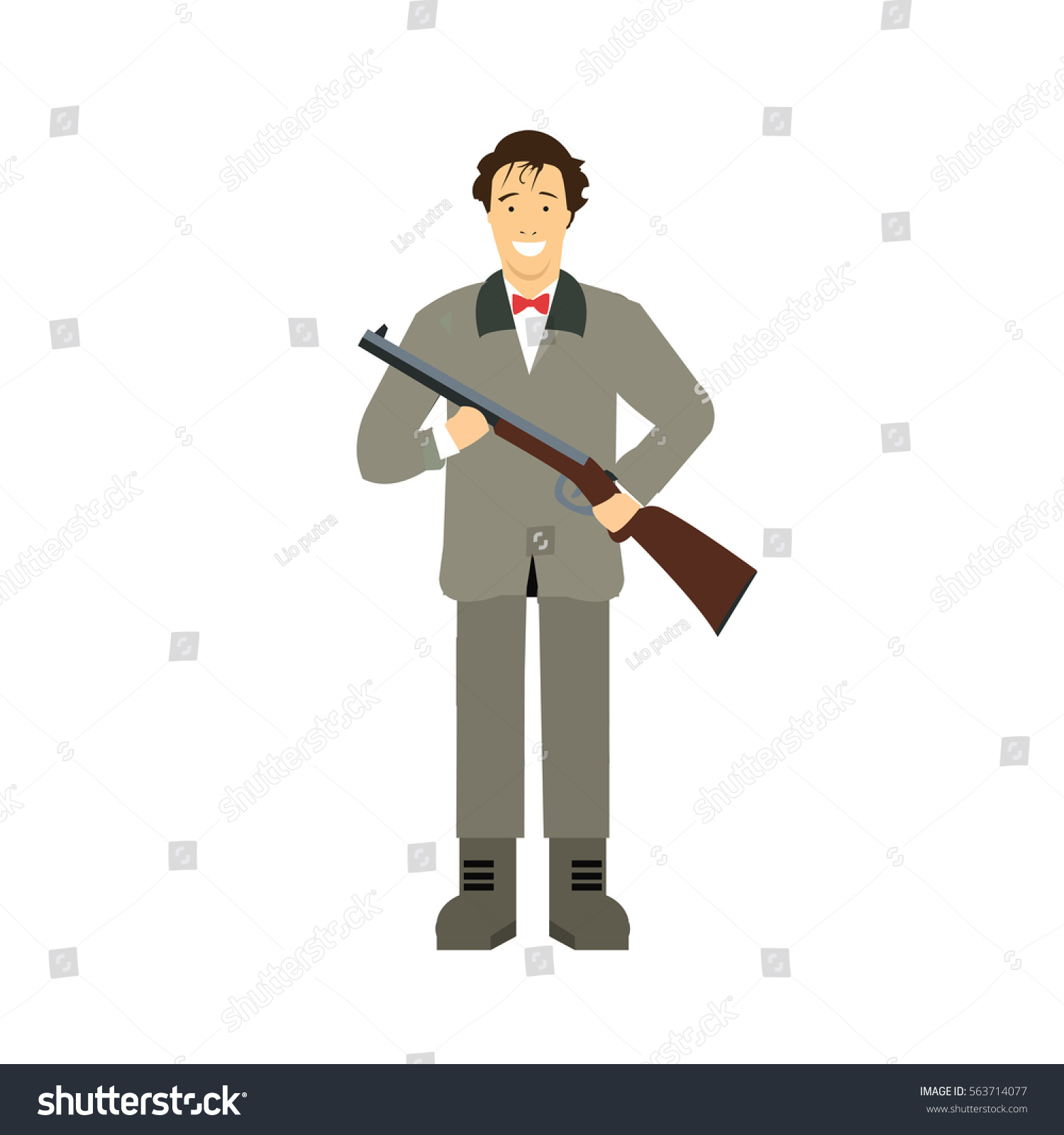 Hunter Flat Illustration Character Stock Vector (Royalty Free ...