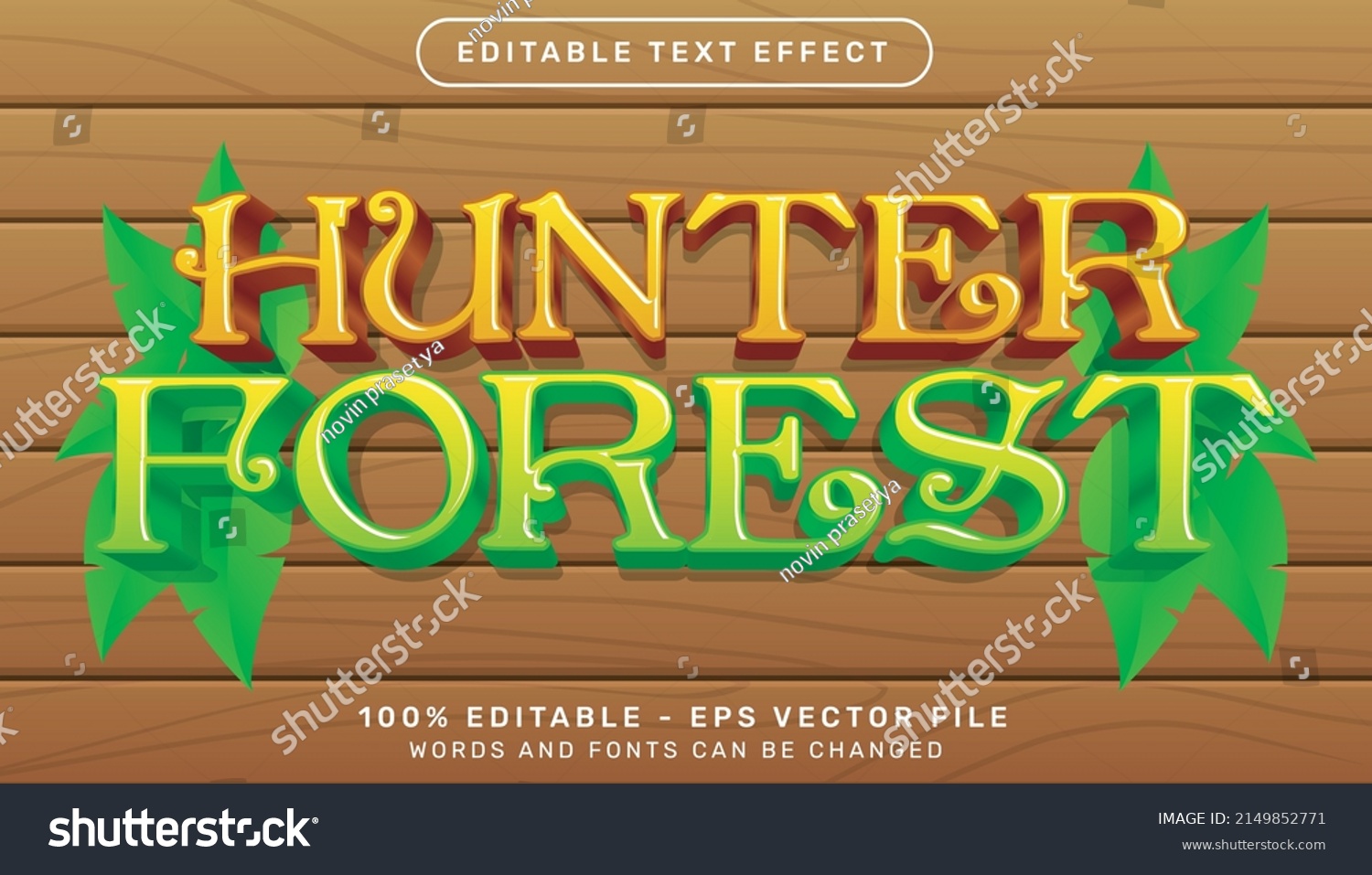 Hunter Forest 3d Text Effect Editable Stock Vector (Royalty Free ...