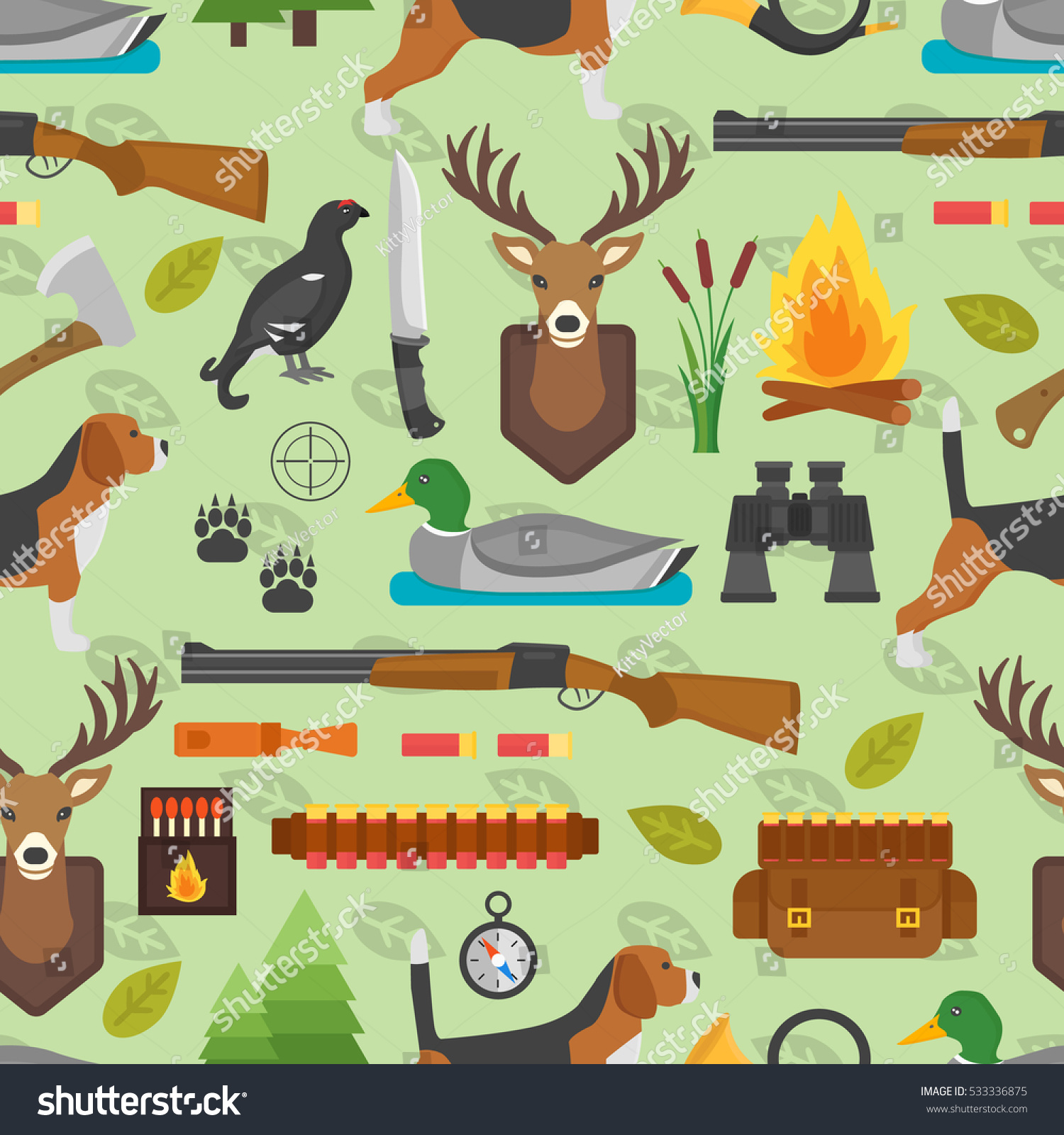 Hunting Symbols Vector Seamless Pattern Stock Vector (Royalty Free ...