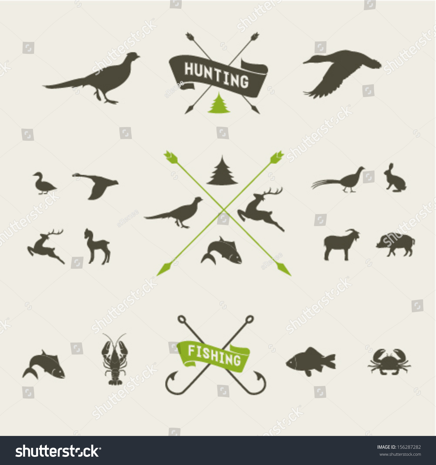 Hunting Vector Icon Set - 156287282 : Shutterstock