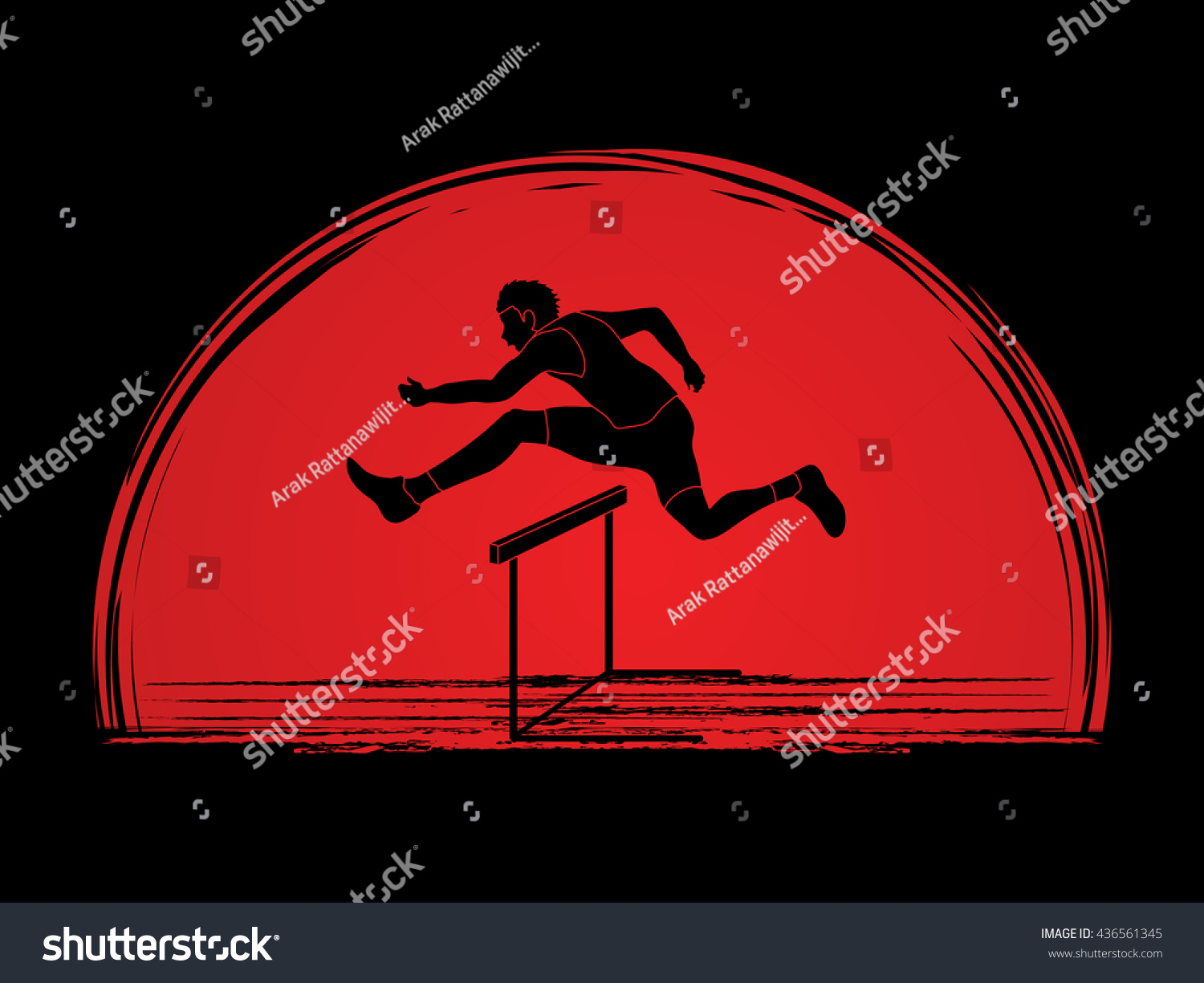 Hurdler Hurdling Designed On Sunset Background Stock Vector (Royalty ...