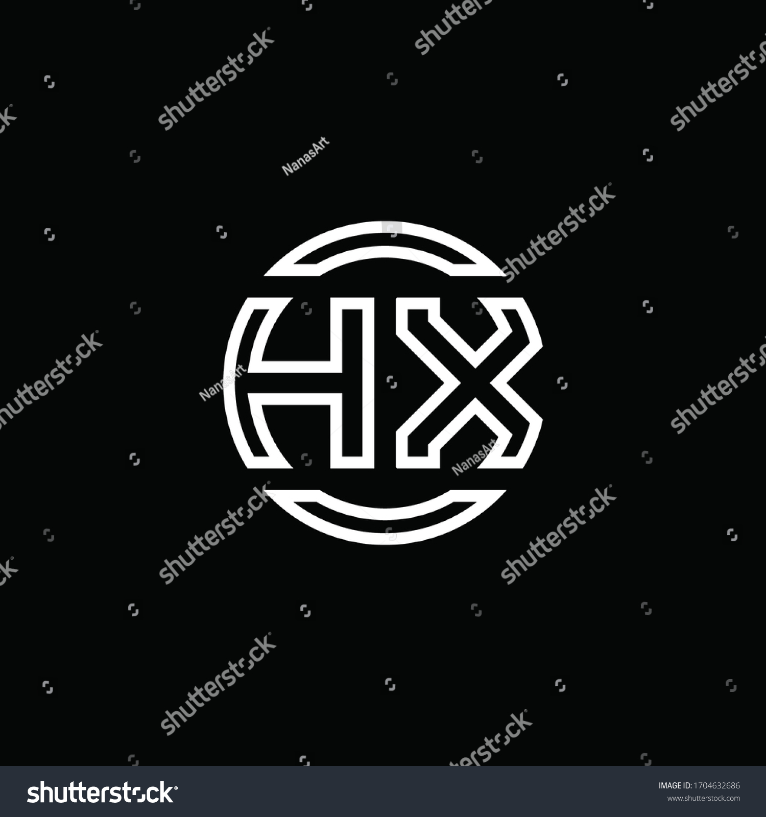Hx Logo Monogram Negative Space Circle Stock Vector (Royalty Free ...