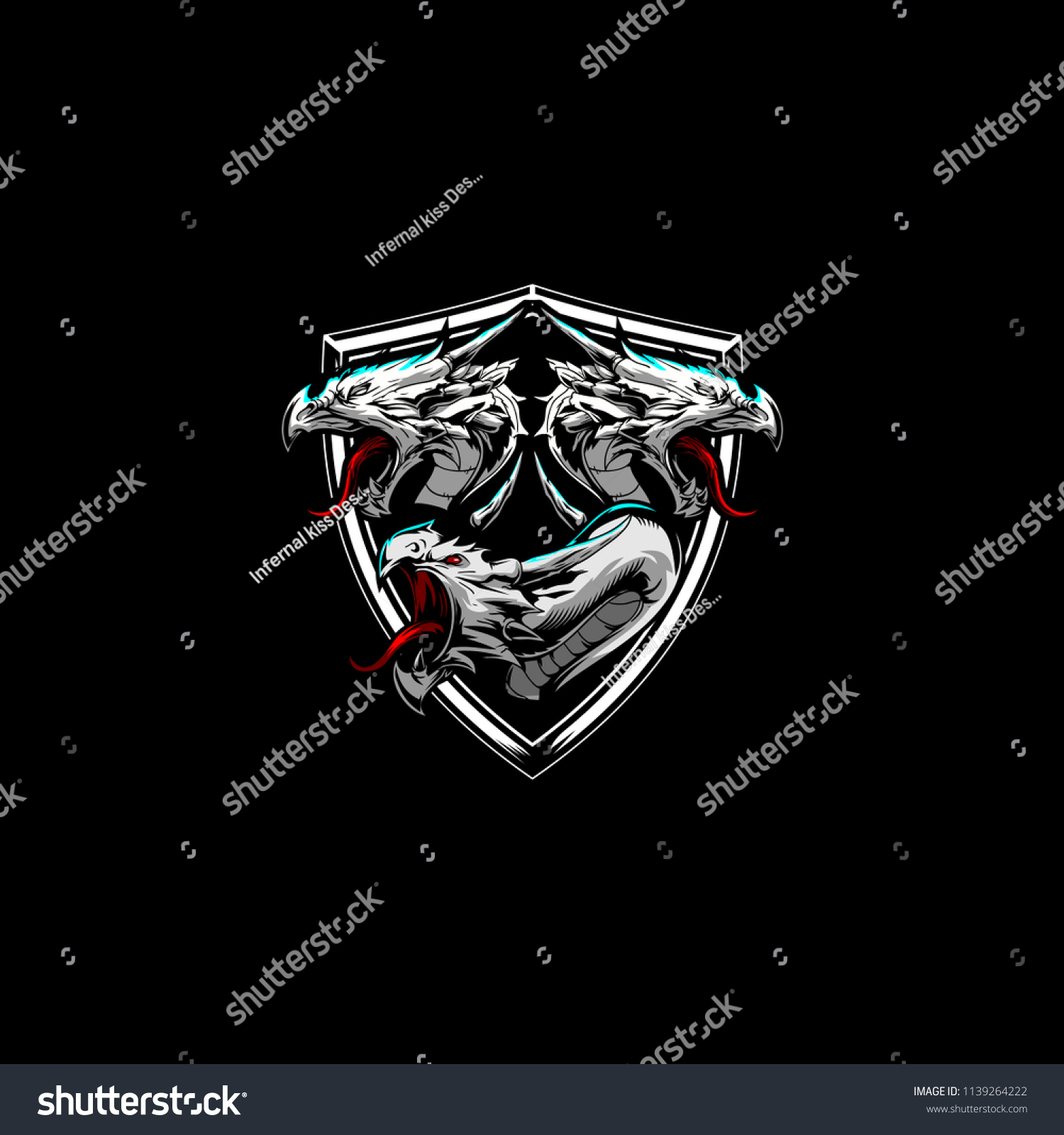 Hydra Head Logo Vector Template Stock Vector (Royalty Free) 1139264222