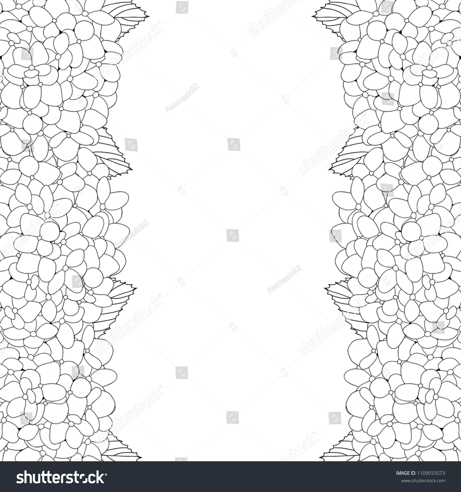 Hydrangea Flower Outline Border Isolated On: vector de stock (libre de ...