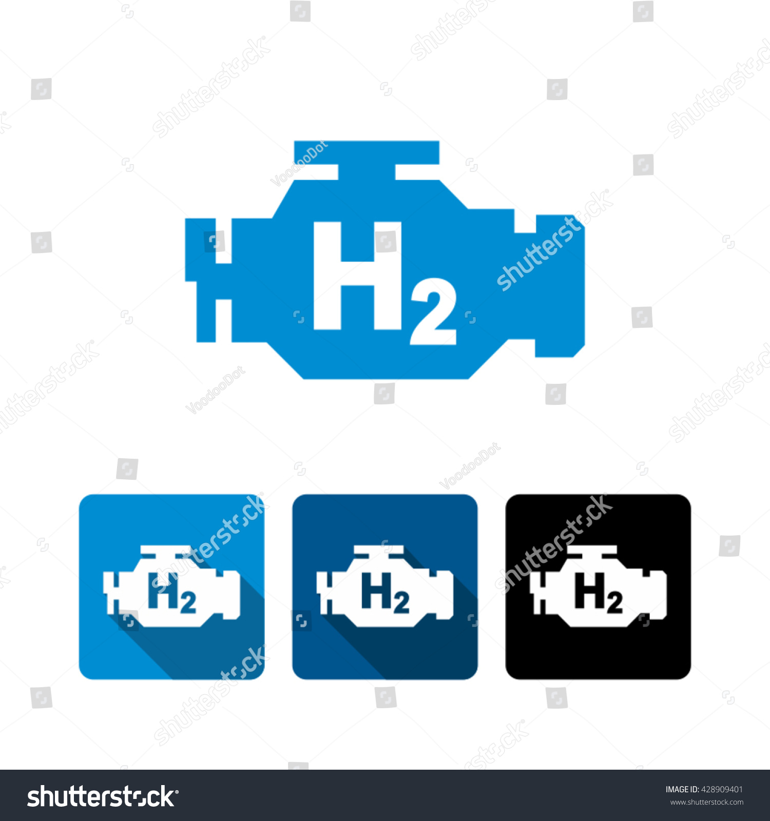 Hydrogen Car Engine Vector Icon Stock Vector (Royalty Free) 428909401