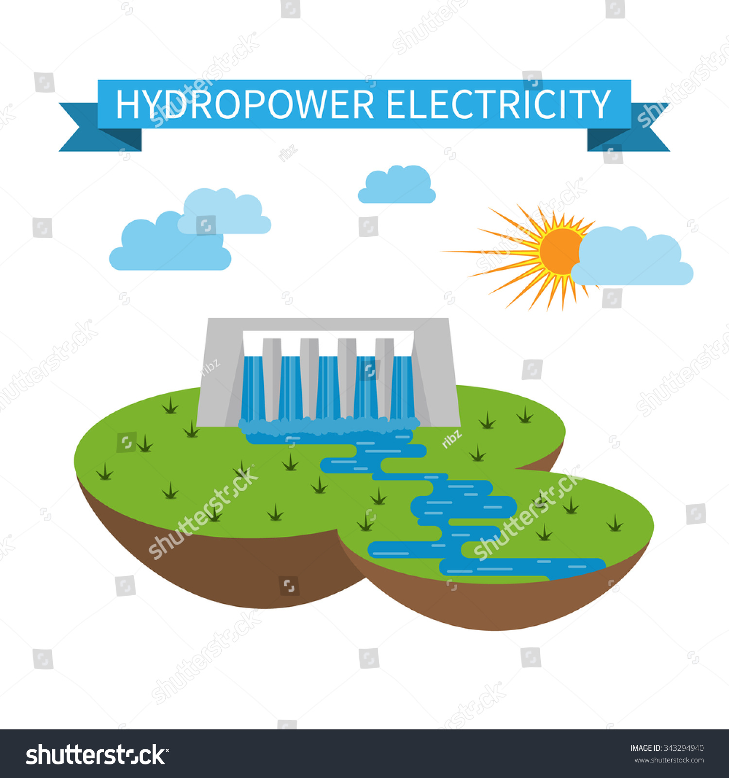 Hydropower Energy Icon Stock Vector (Royalty Free) 343294940