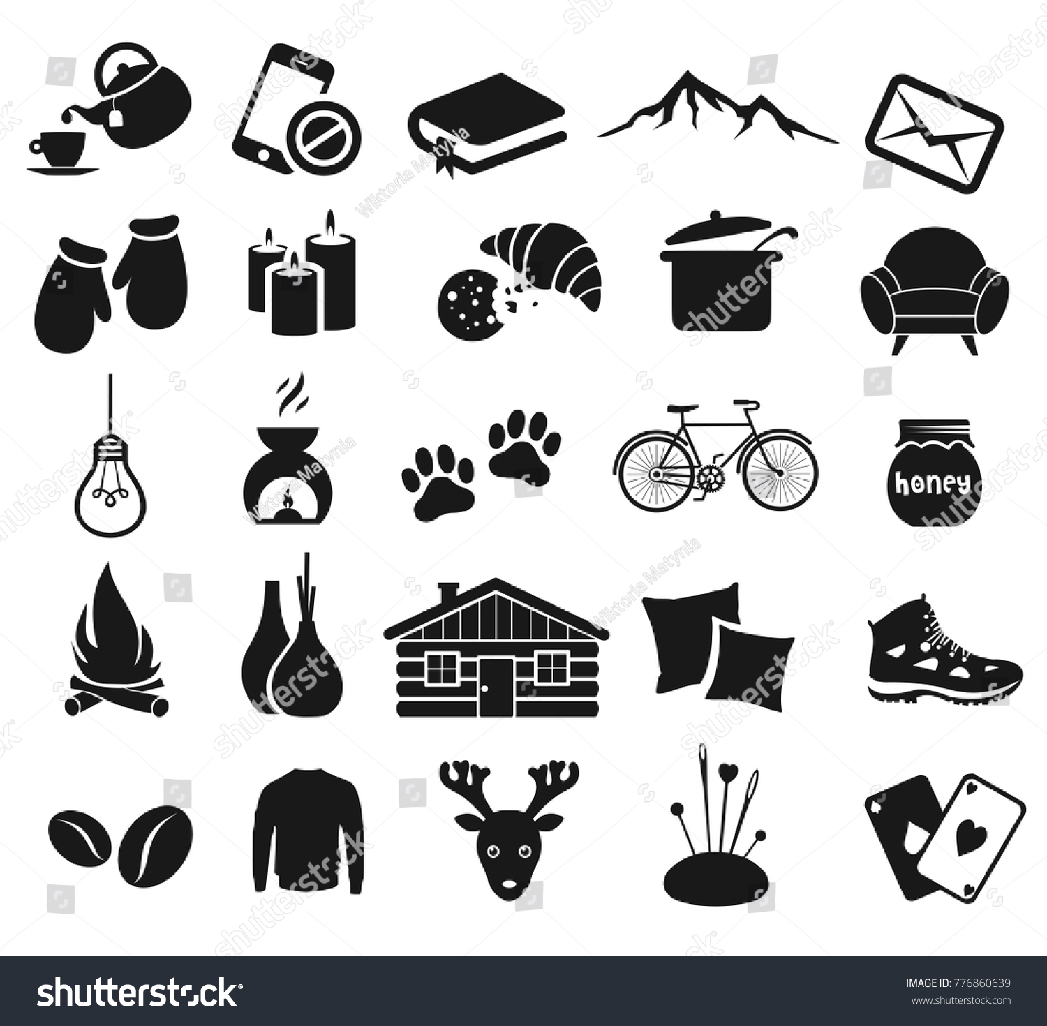 Hygge Icon Set Vector Stock Vector (Royalty Free) 776860639 | Shutterstock