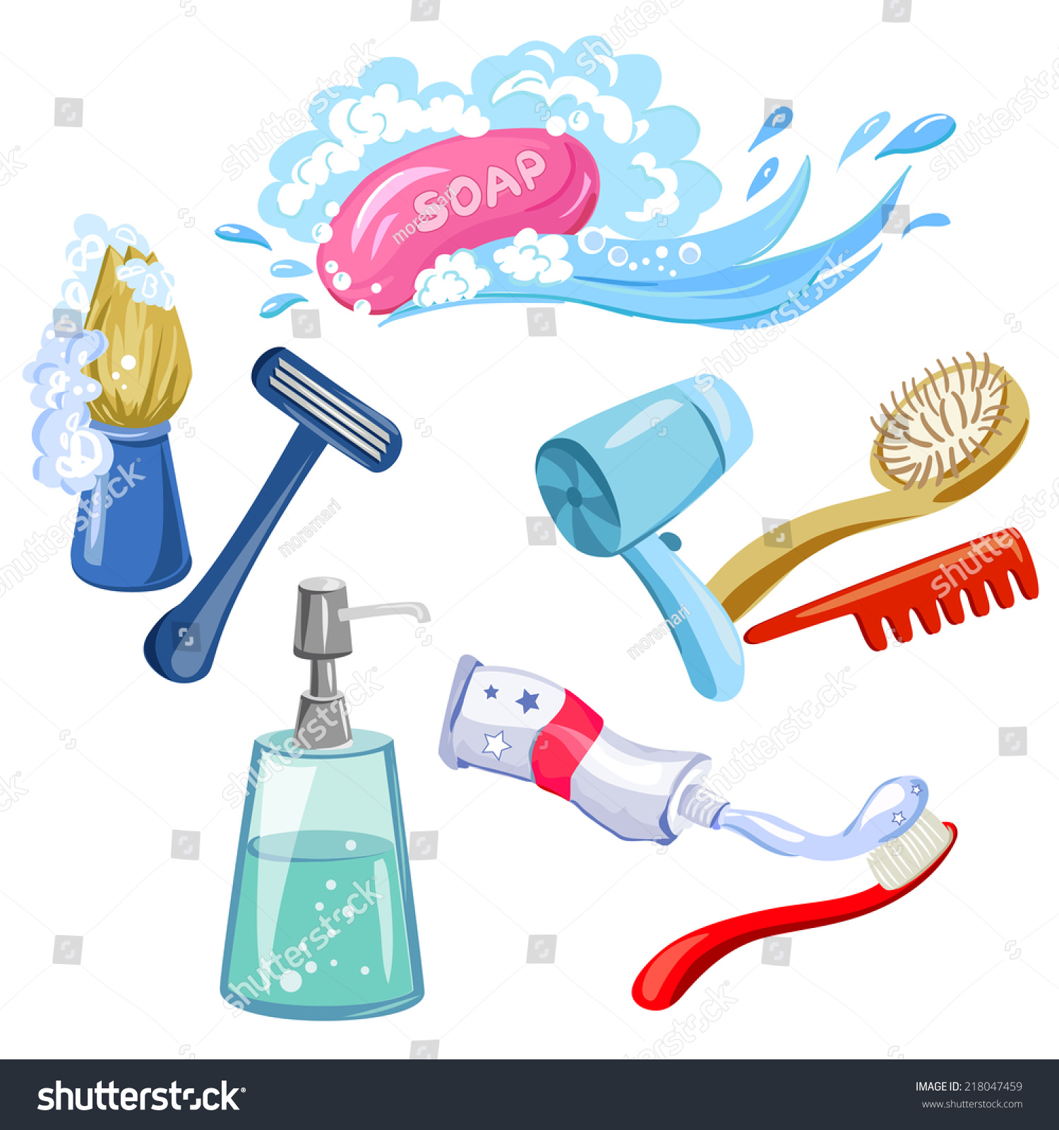 Vektor Stok Hygiene Personal Care Items Vector Illustration (Tanpa ...