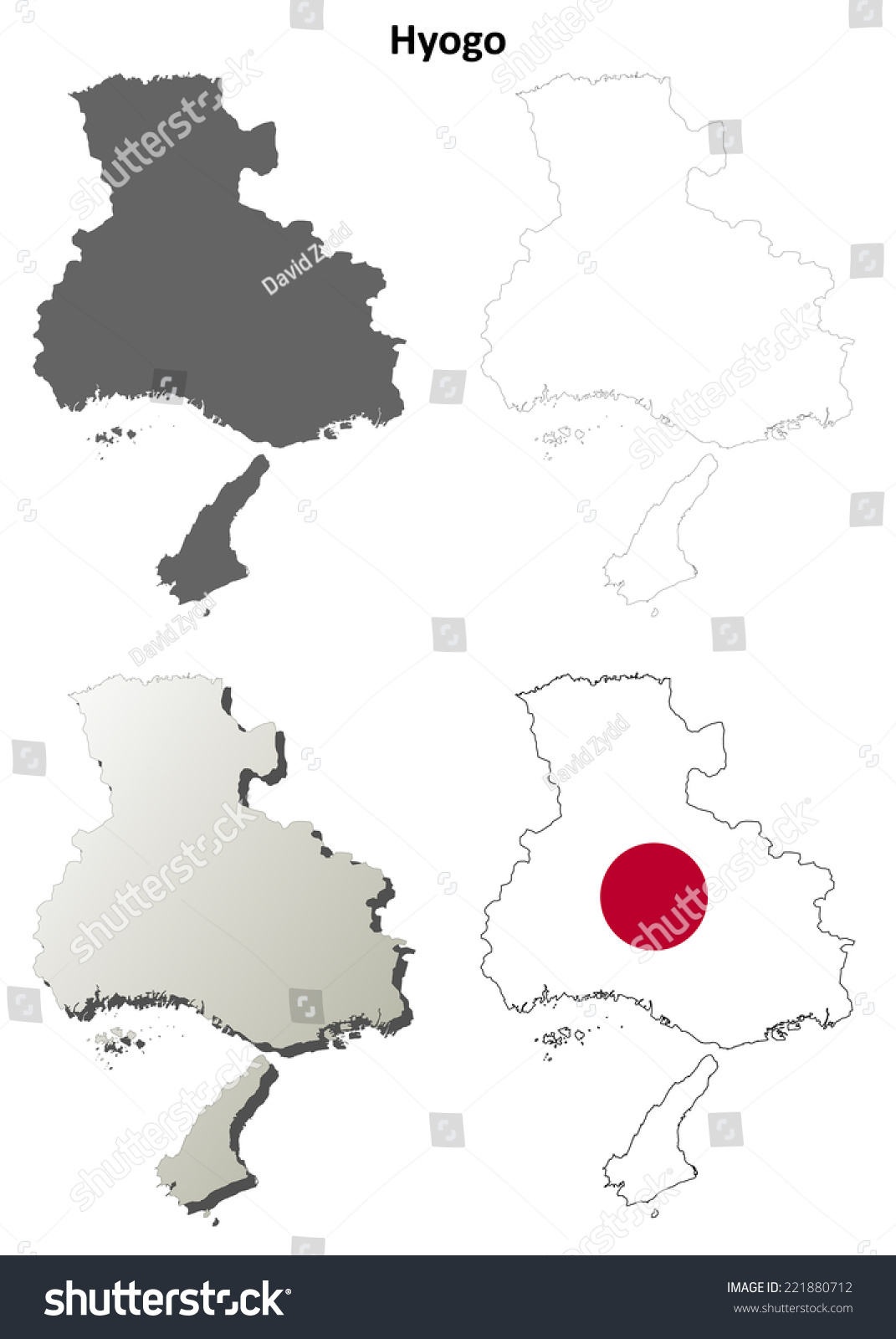 Hyogo Blank Outline Map Set Stock Vector (Royalty Free) 221880712