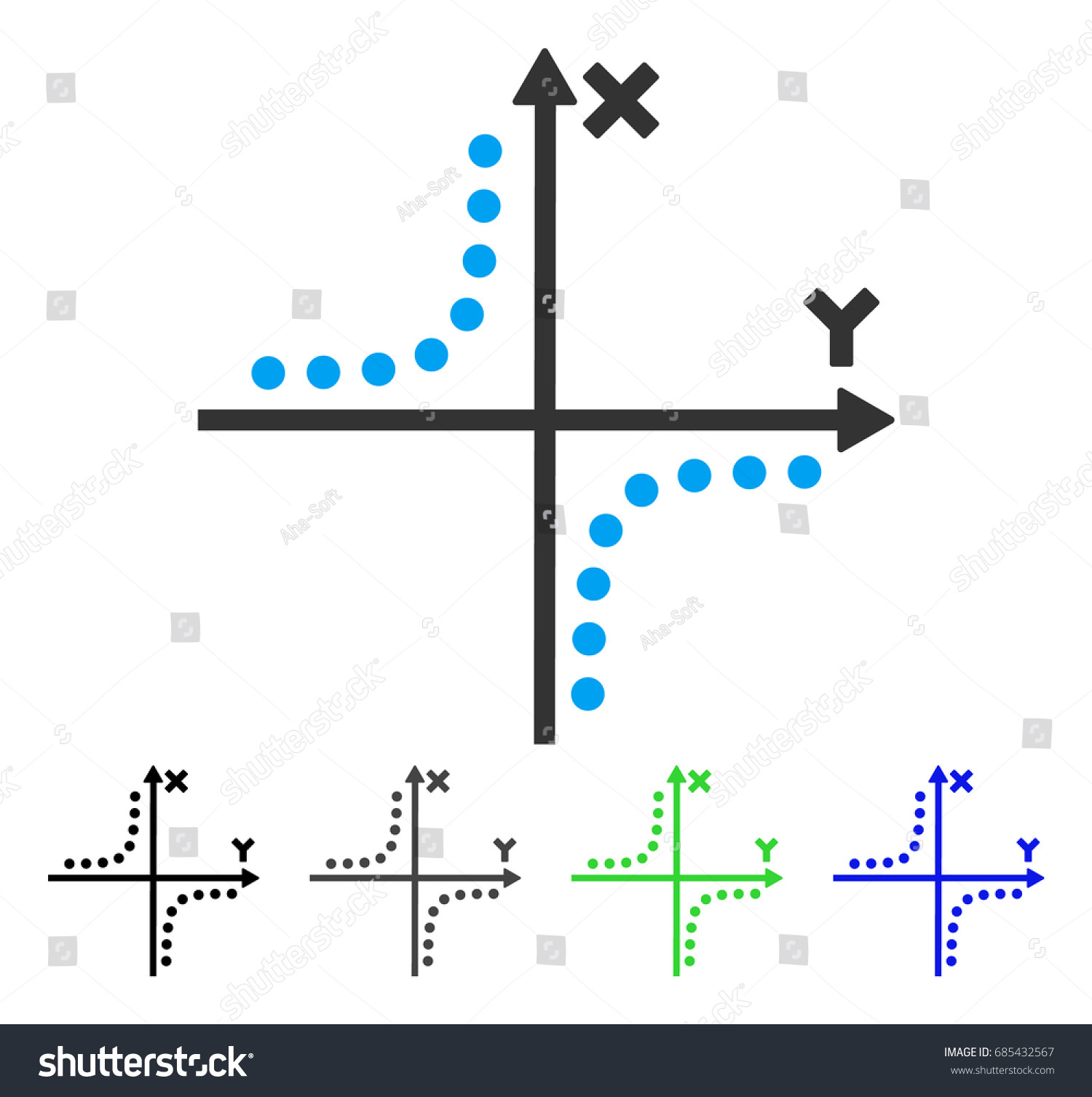 Hyperbola Plot Flat Vector Illustration Colored Stock Vector (Royalty ...