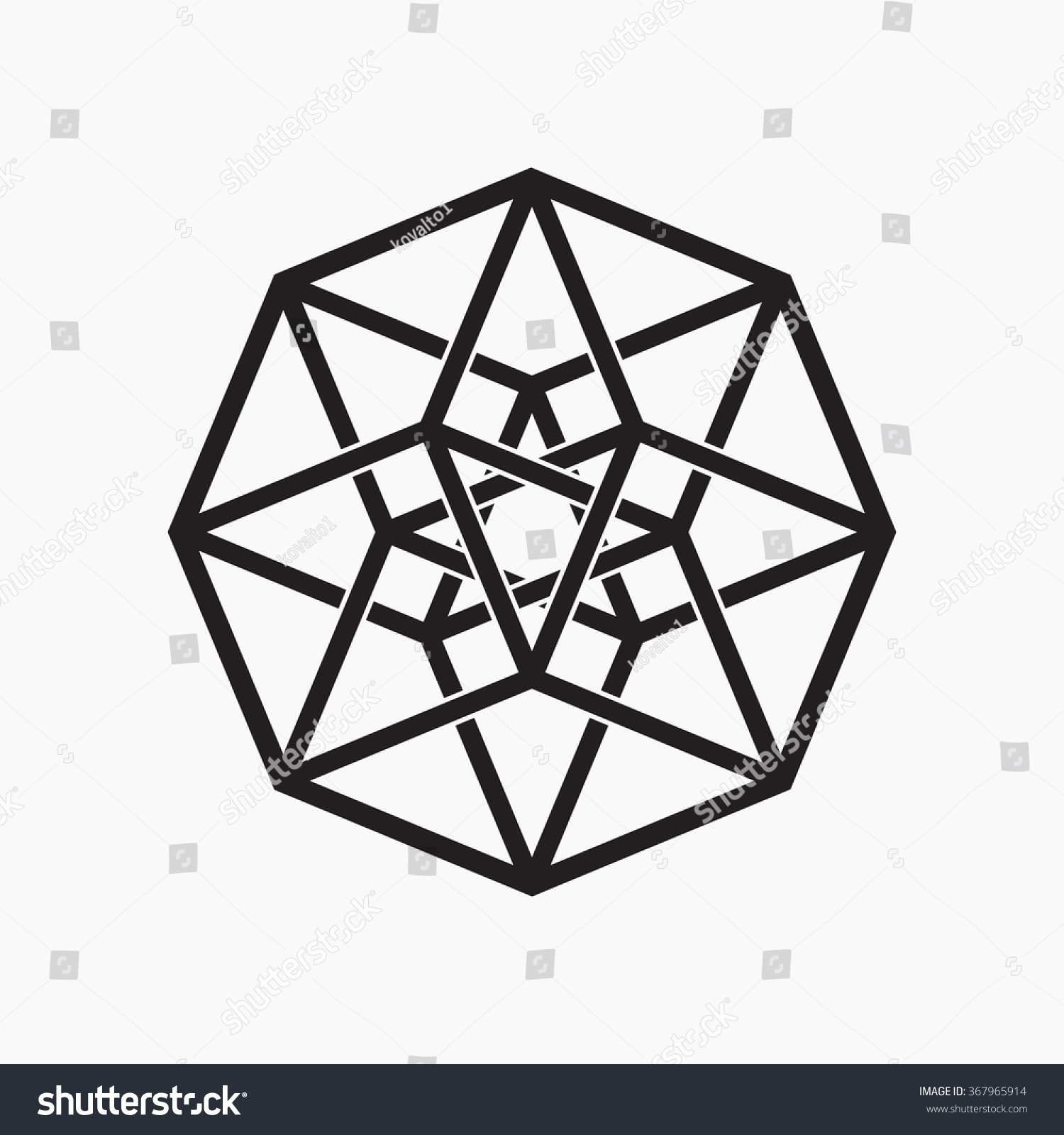 Hypercube Geometric Element Black White Vector: เวกเตอร์สต็อก (ปลอดค่า ...
