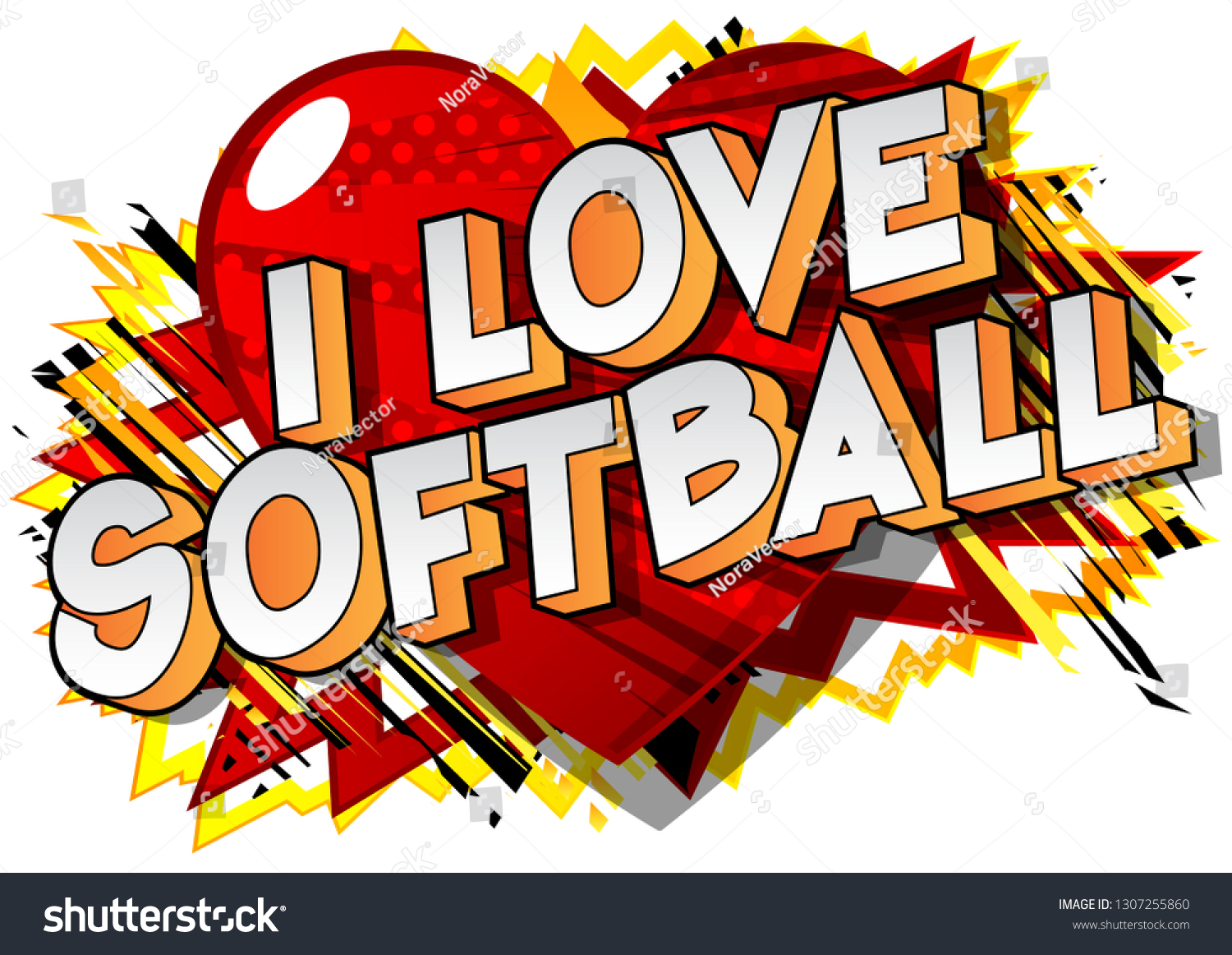 Love Softball Vector Illustrated Comic Book Stock Vector Royalty Free 1307255860 Shutterstock