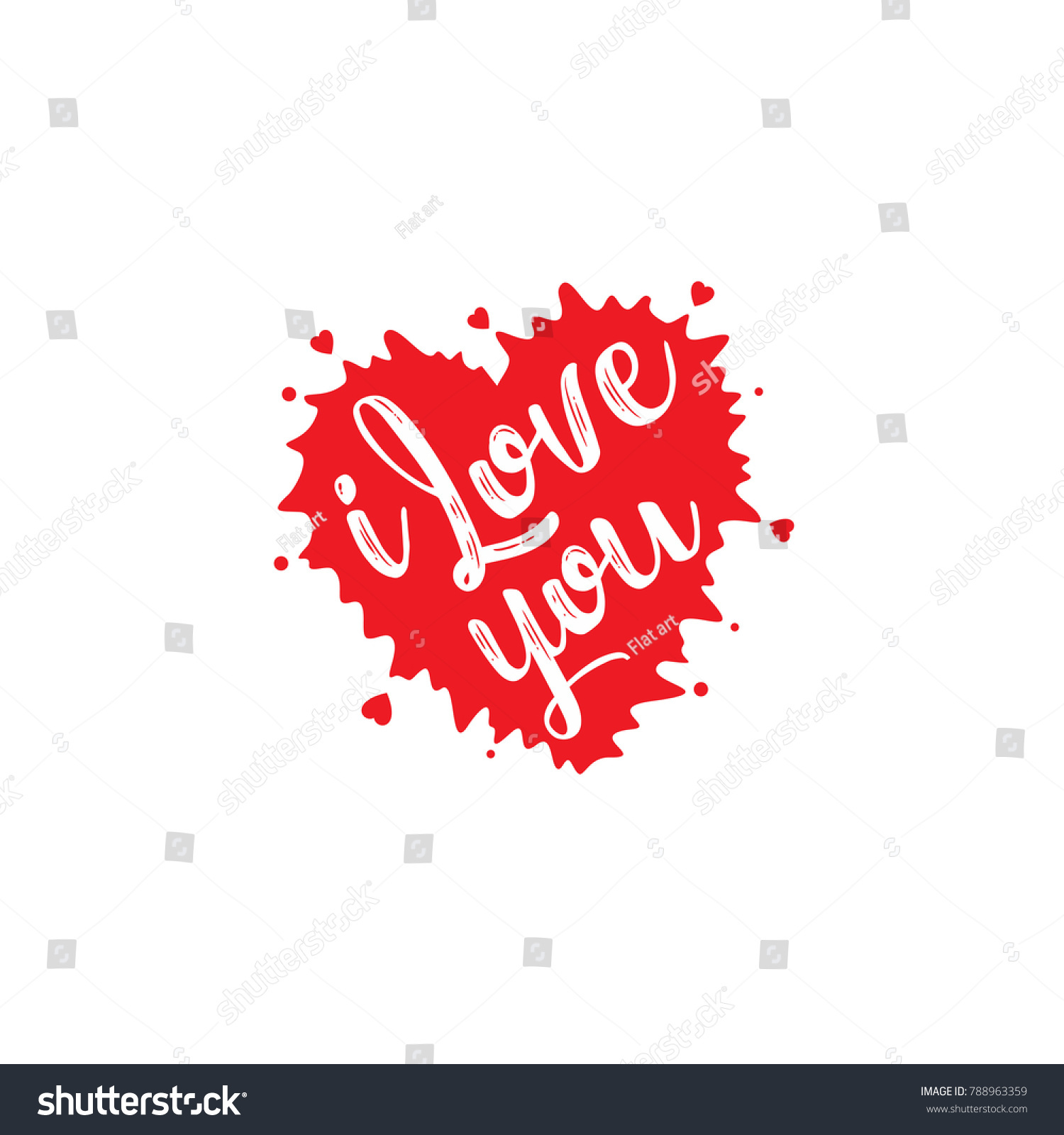 Love You Vector Typography Heart Stock Vector Royalty Free 788963359