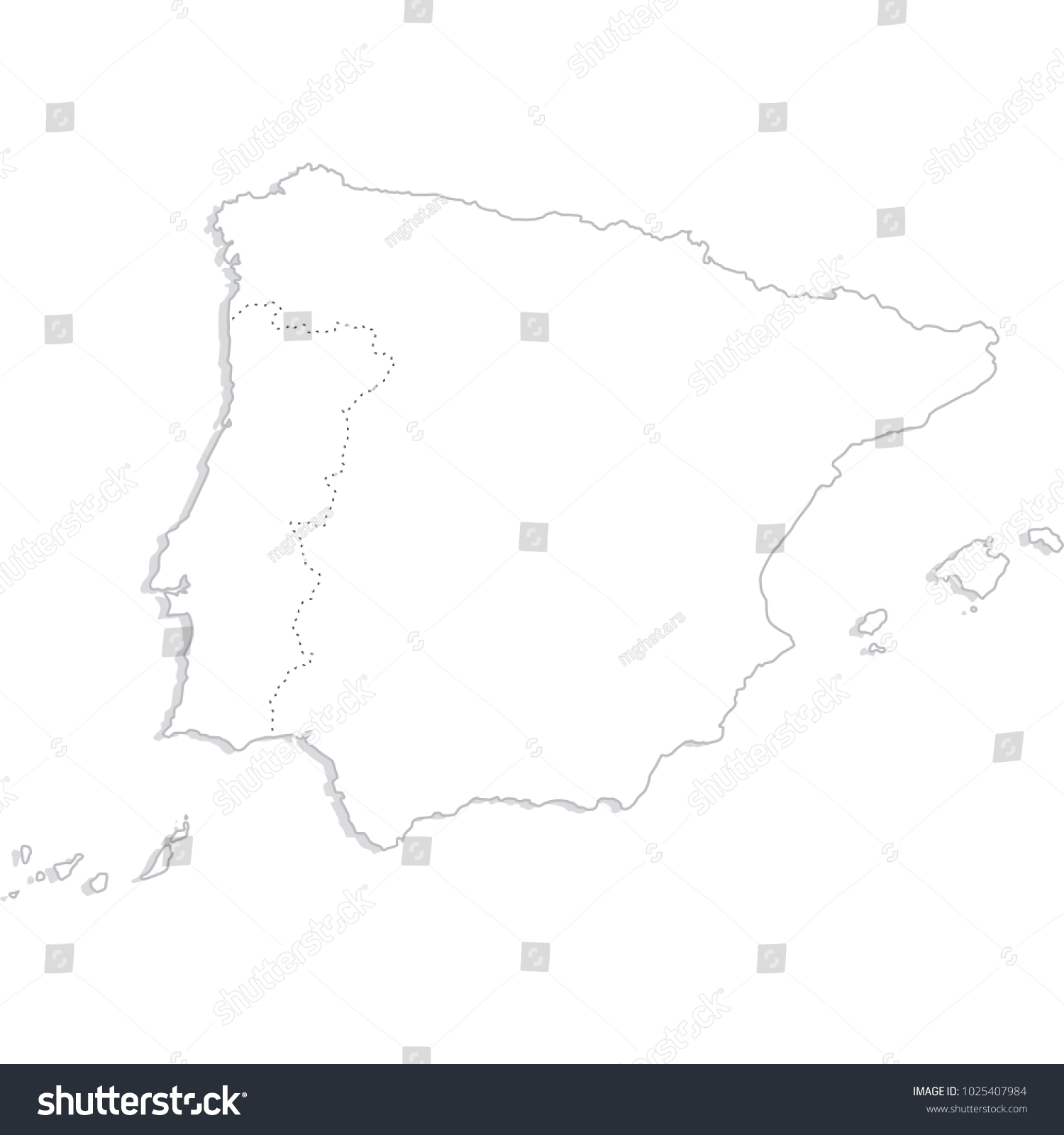 Iberian Peninsula Map Stock Vector (Royalty Free) 1025407984