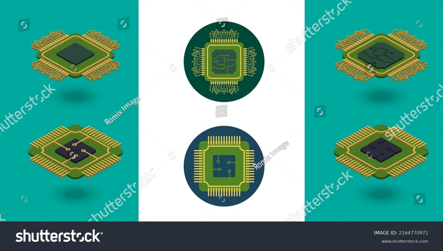 Ic Circuit Board Icon Set Technology Stock Vector (Royalty Free ...