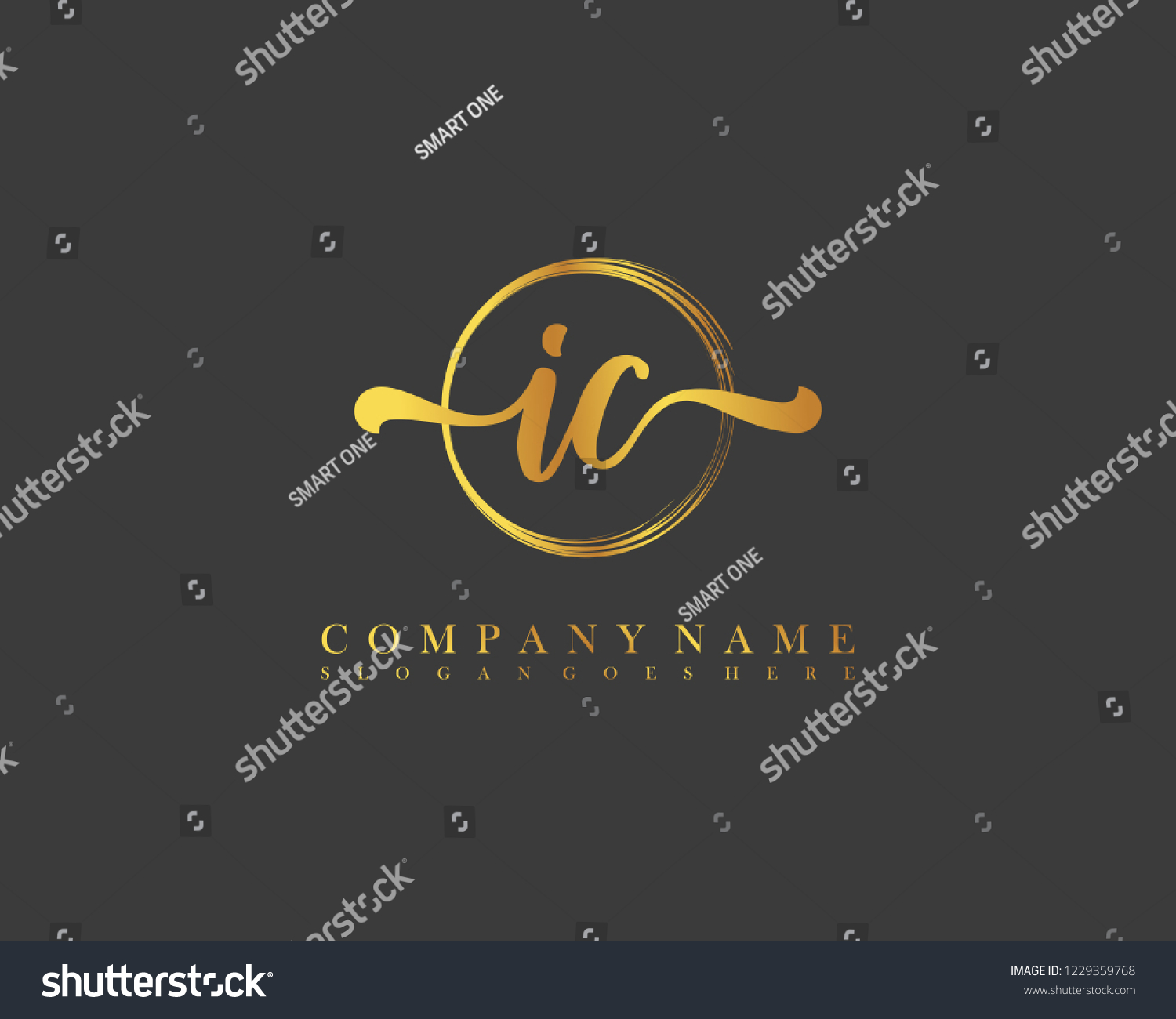Ic Initial Handwriting Logo Circle Template Stock Vector (Royalty Free ...