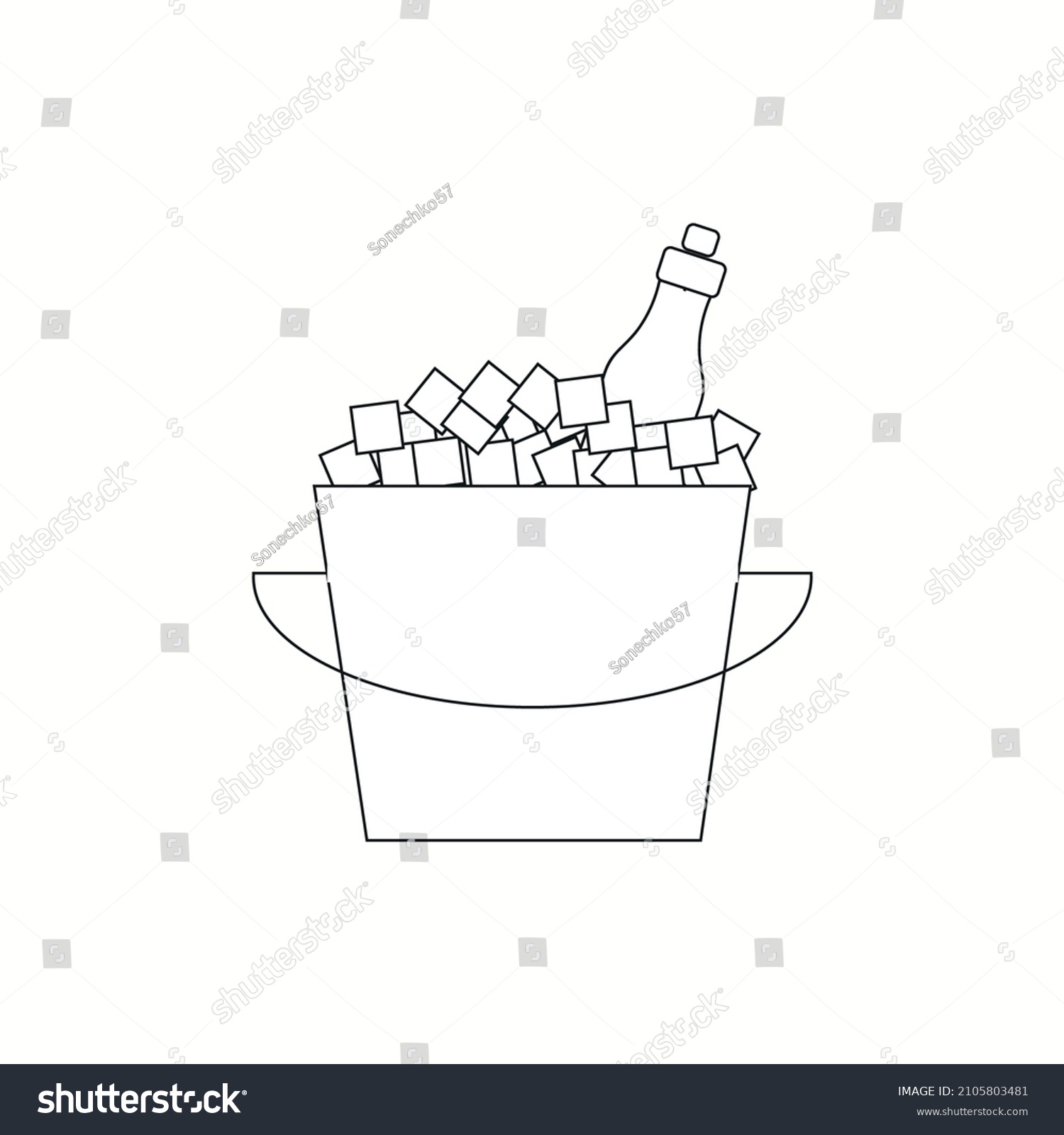 Ice Bucket Line Iconvector Illustration Stock Vector (Royalty Free ...