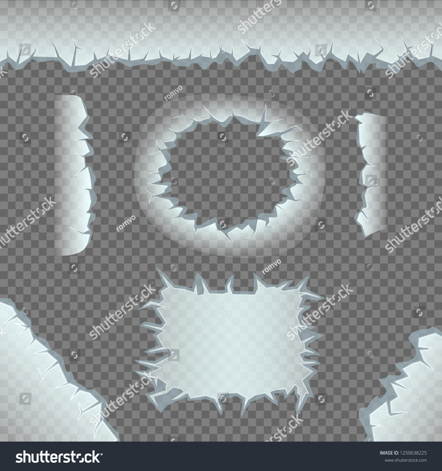 Ice Crack Template Set On Gray Stock Vector (Royalty Free) 1250638225 ...