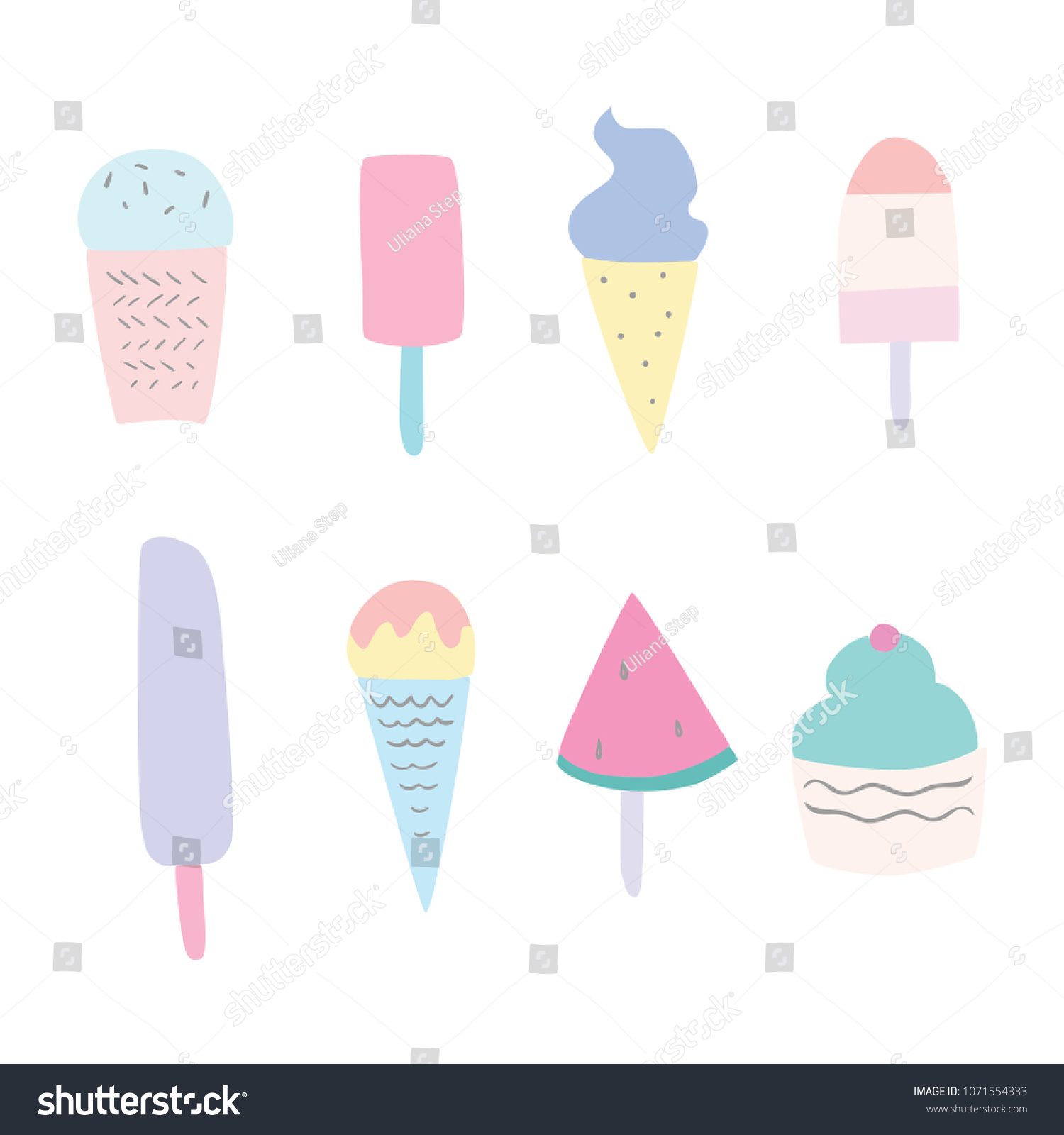 Ice Cream Color Vector Set Stock Vector (Royalty Free) 1071554333