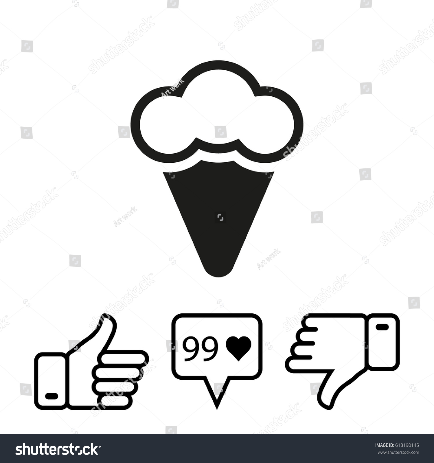 Ice Cream Cone Outline Icon Stock Vector (Royalty Free) 618190145 Ice Cream Cone Outline Icon Stock Vector (Royalty Free) 618190145
