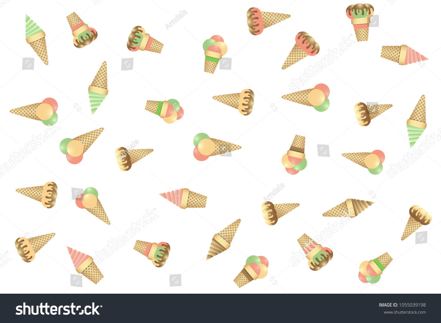 Ice Cream Cones Pattern Vector Illustration Stock Vector (Royalty Free ...