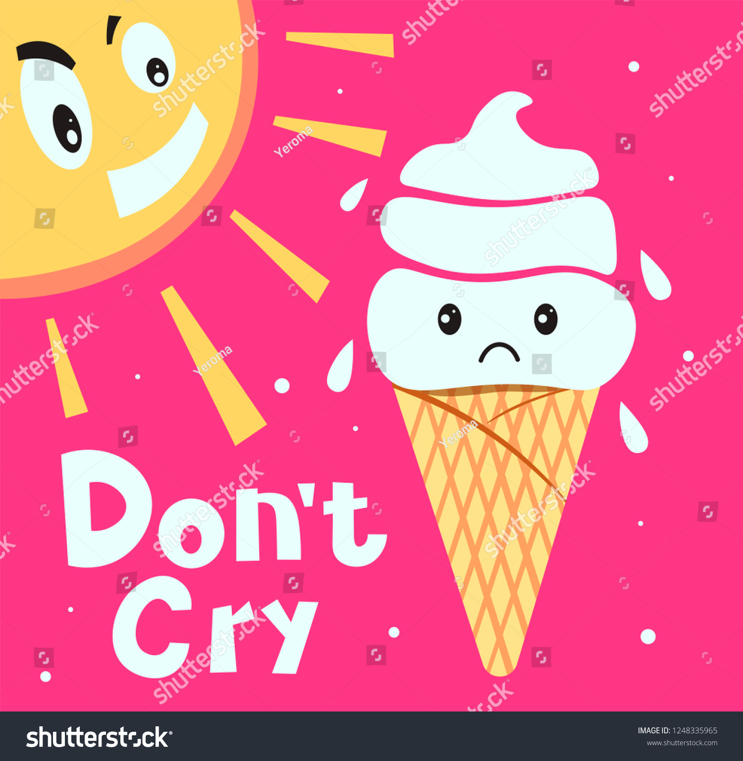 Ice Cream Crying Cartoon Stock Vector (Royalty Free) 1248335965
