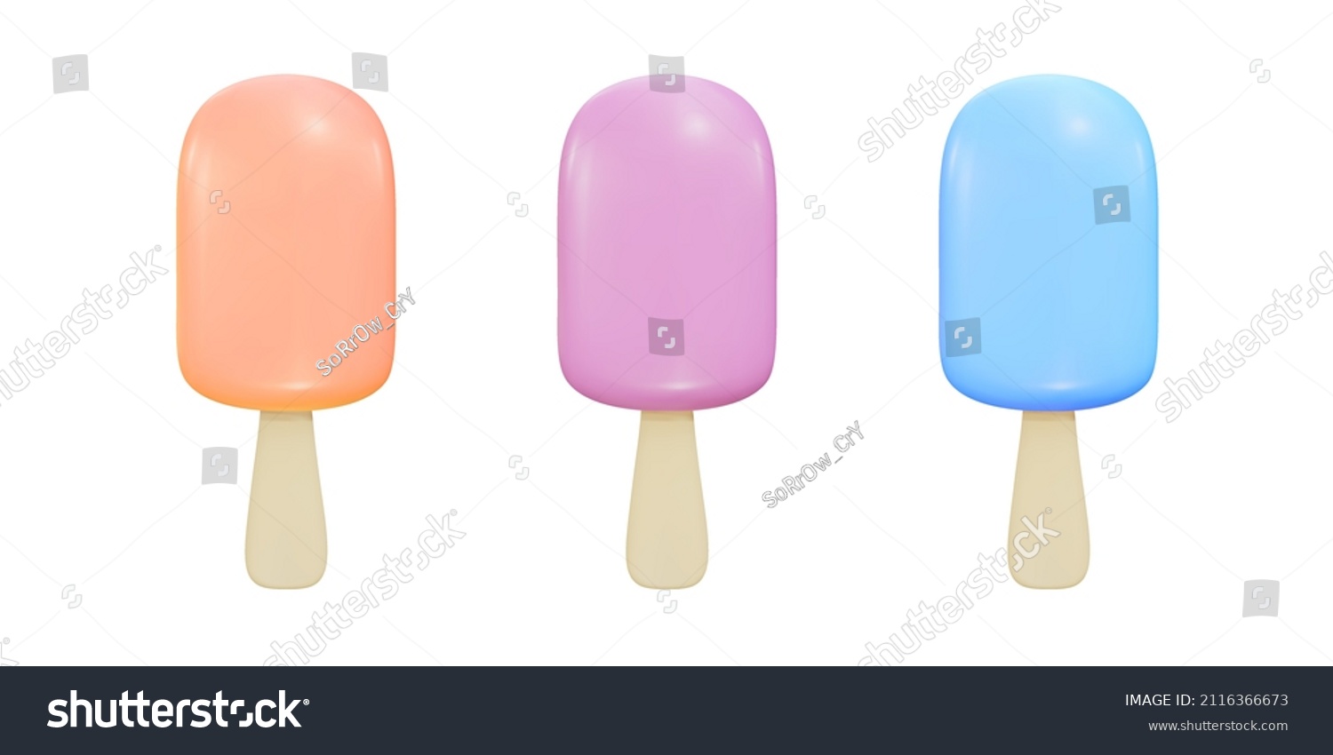 Ice Cream 3d Set Realistic Objects Stock Vector (Royalty Free ...
