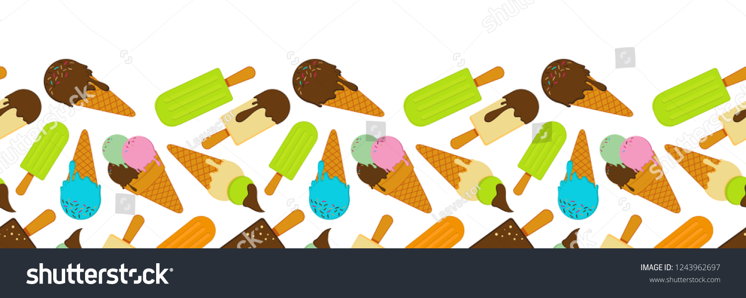 Ice Cream Horizontal Border Pattern Vector Stock Vector (Royalty Free ...