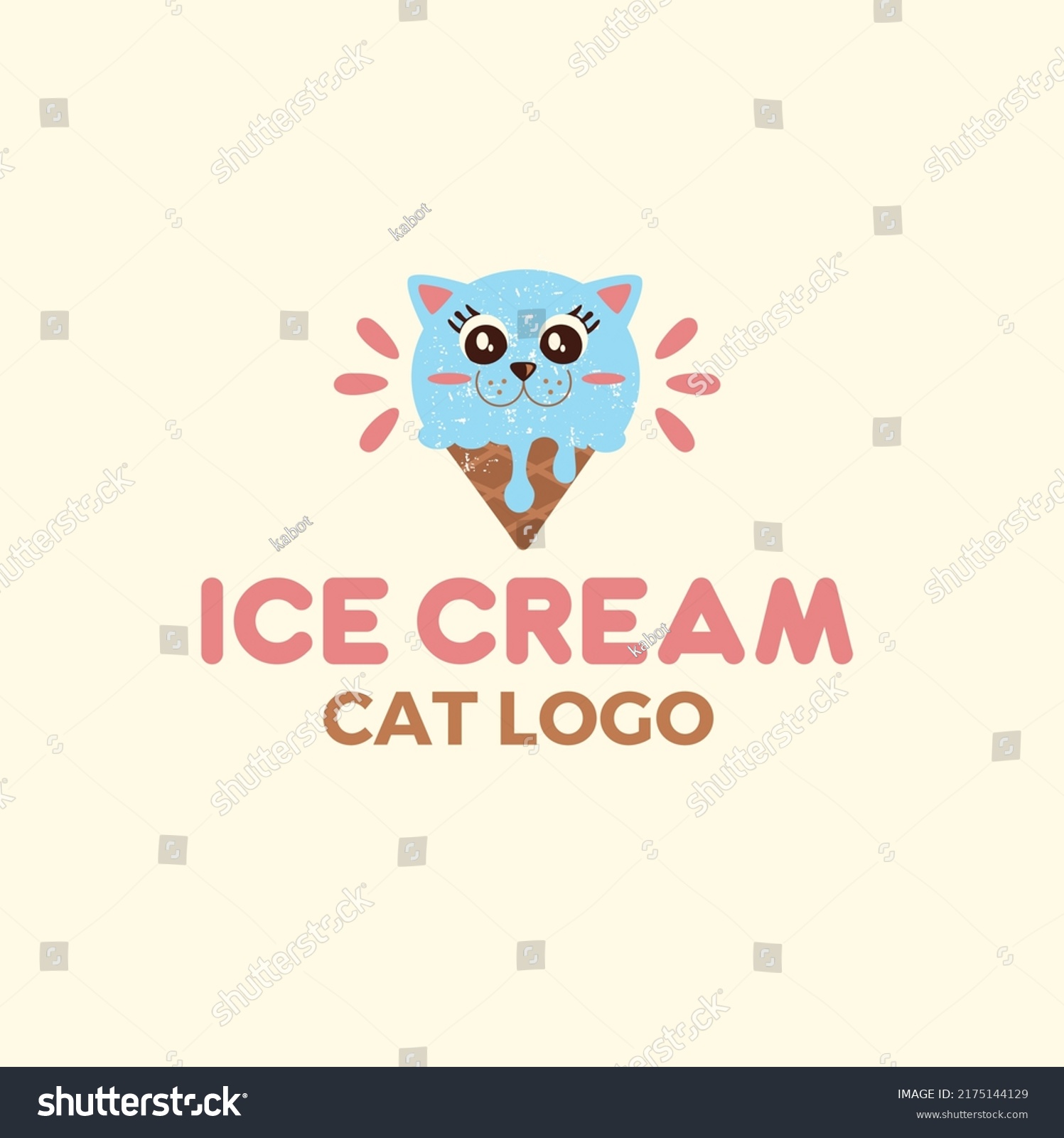 Ice Cream Kitty Cat Logo Stock Vector (Royalty Free) 2175144129 ...