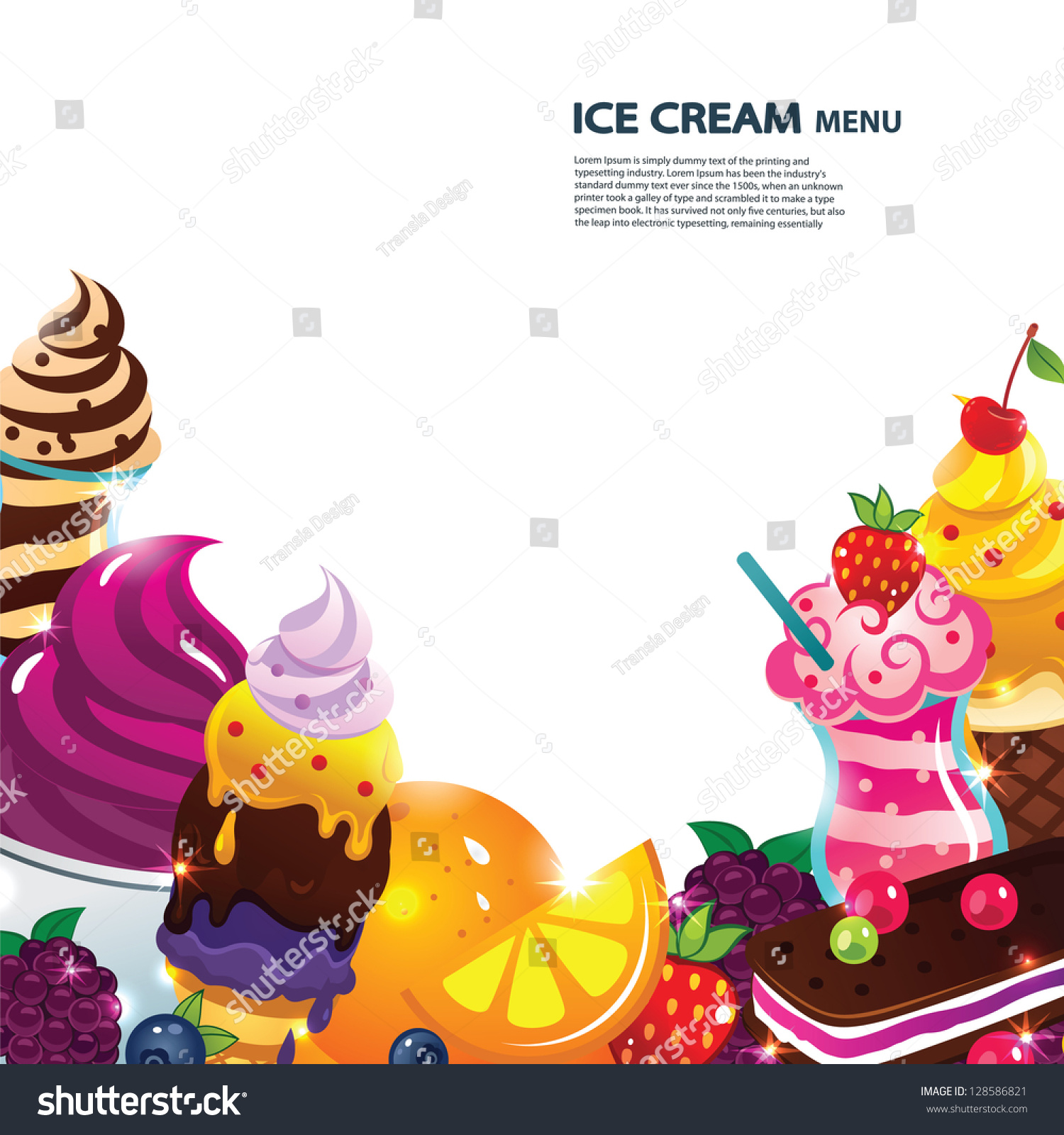 Ice Cream Menu Stock Vector (Royalty Free) 128586821 | Shutterstock
