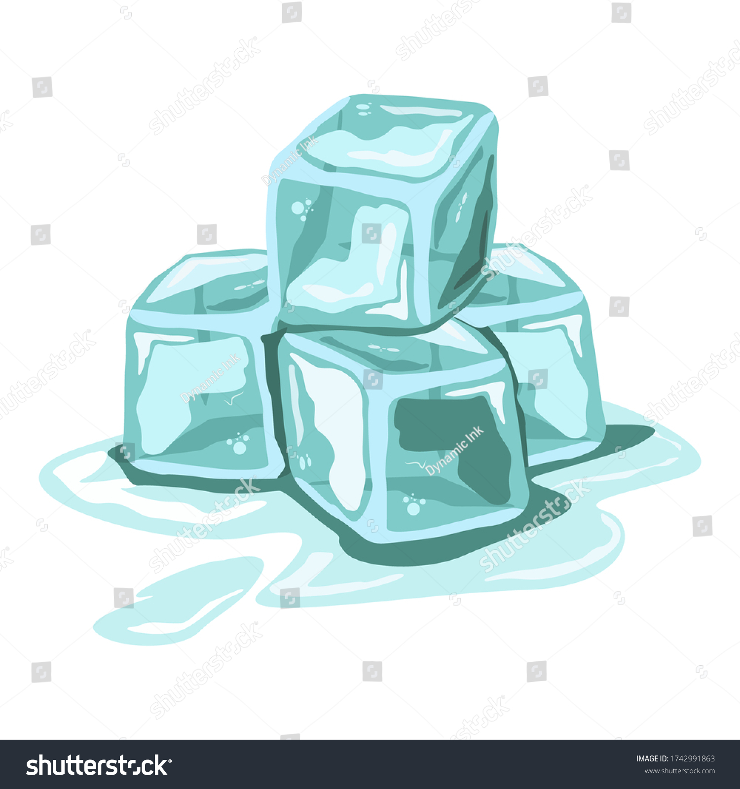 Ice Cubes Vector Illustration White Background: เวกเตอร์สต็อก (ปลอดค่า ...