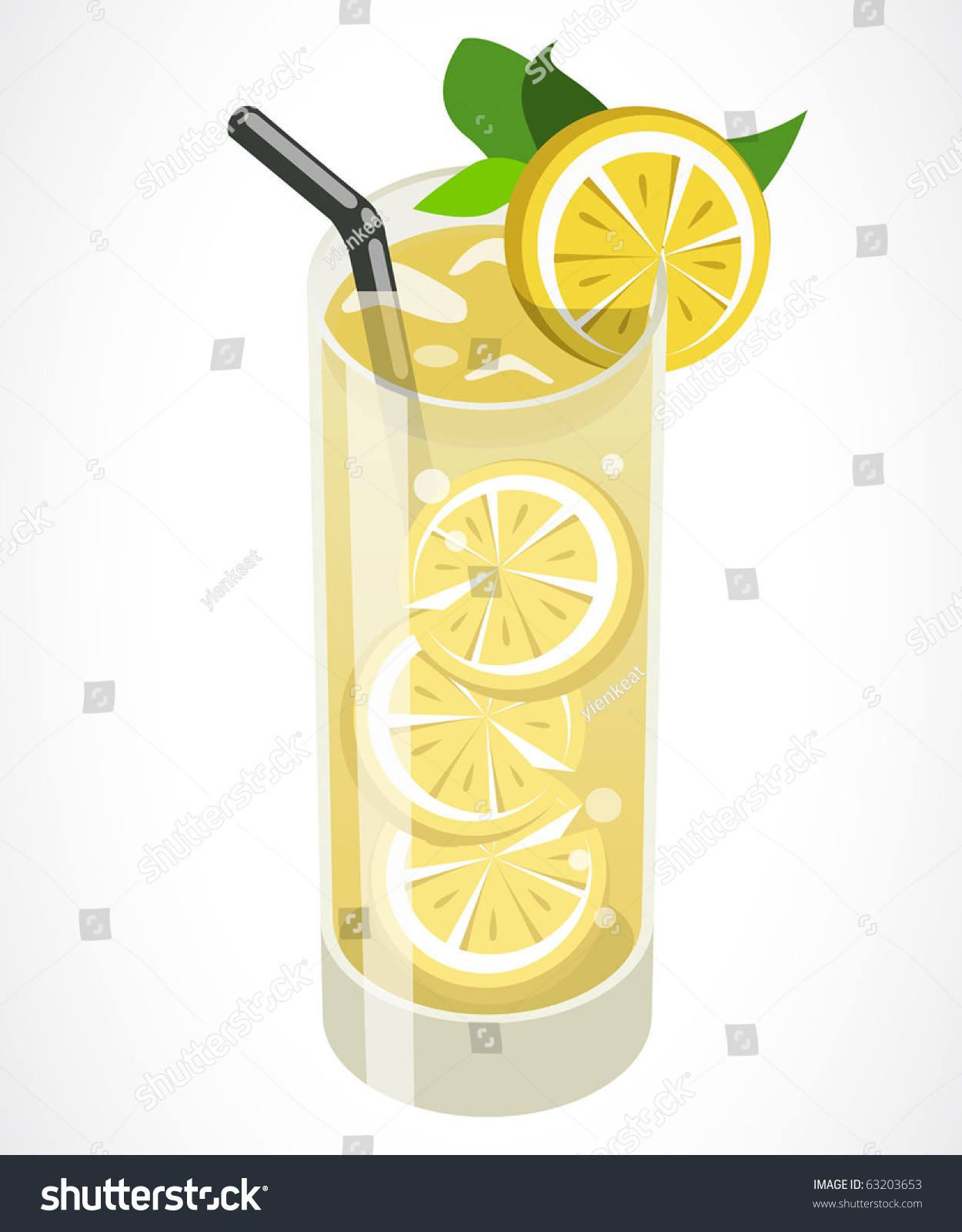 Ice Lemon Tea Glass Vector Stock Vector (Royalty Free) 63203653