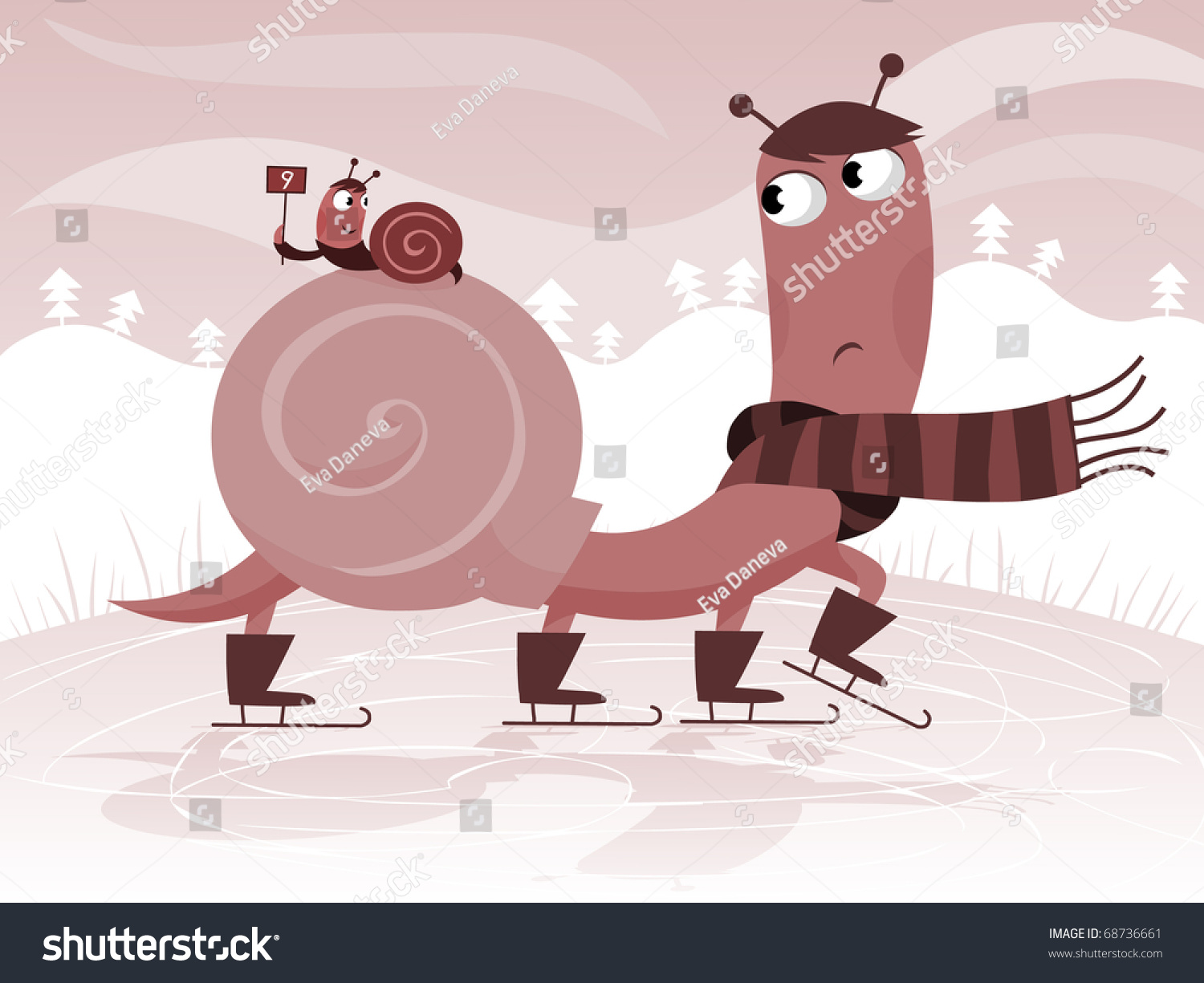 Ice Skating Cartoon Snail Vector Eps: vector de stock (libre de ...
