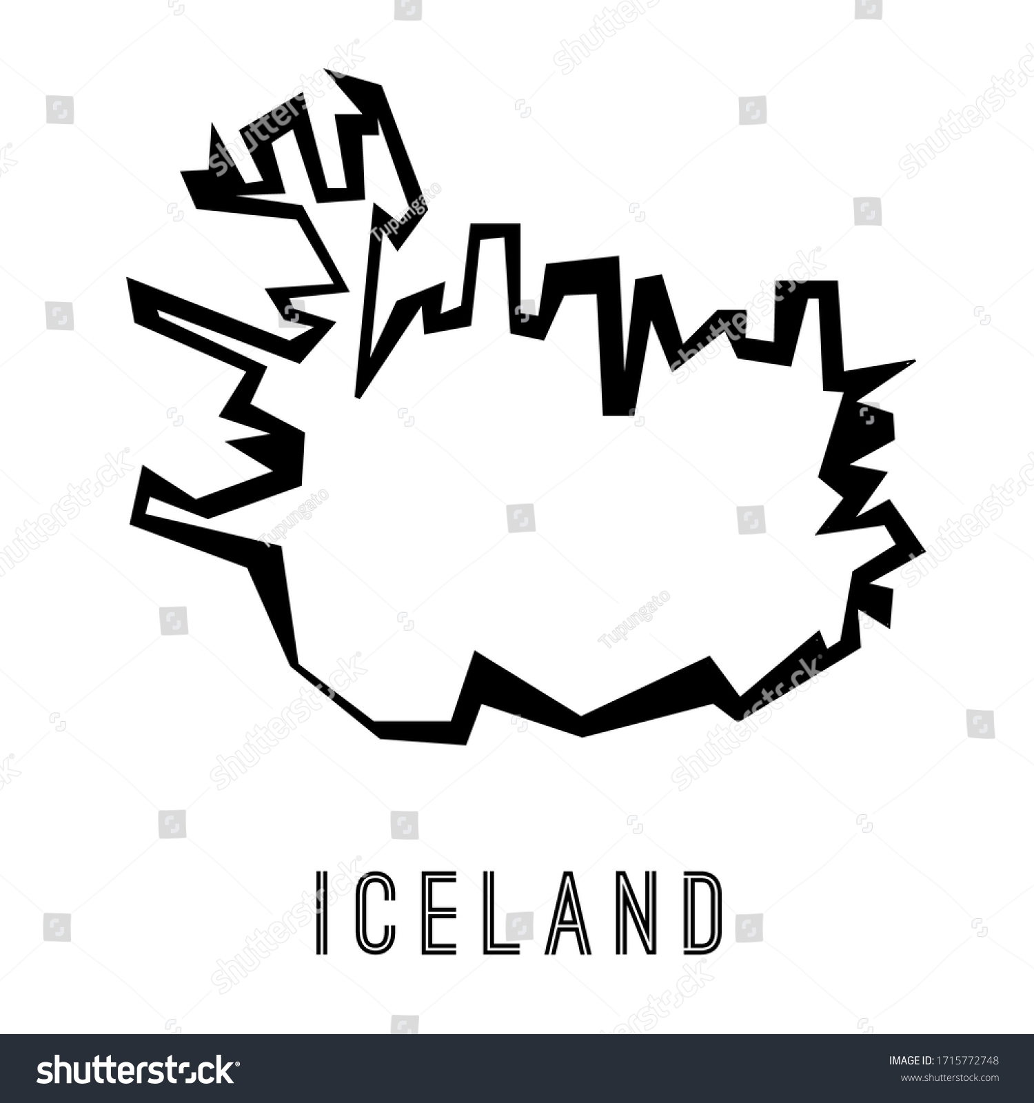 Iceland Simple Vector Map Outline Country Stock Vector (Royalty Free ...