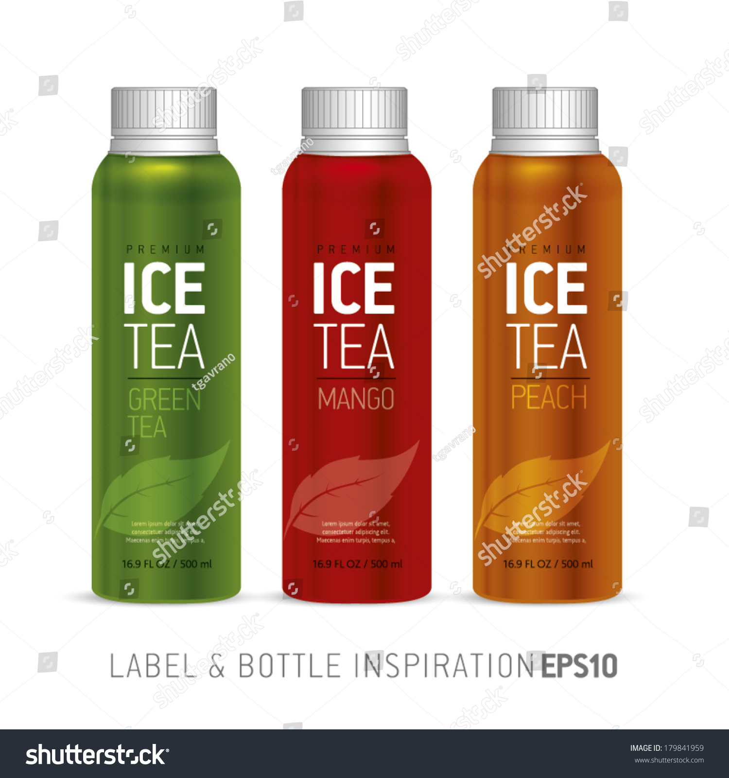 Icetea Labels Bottles Set Stock Vector 179841959 - Shutterstock