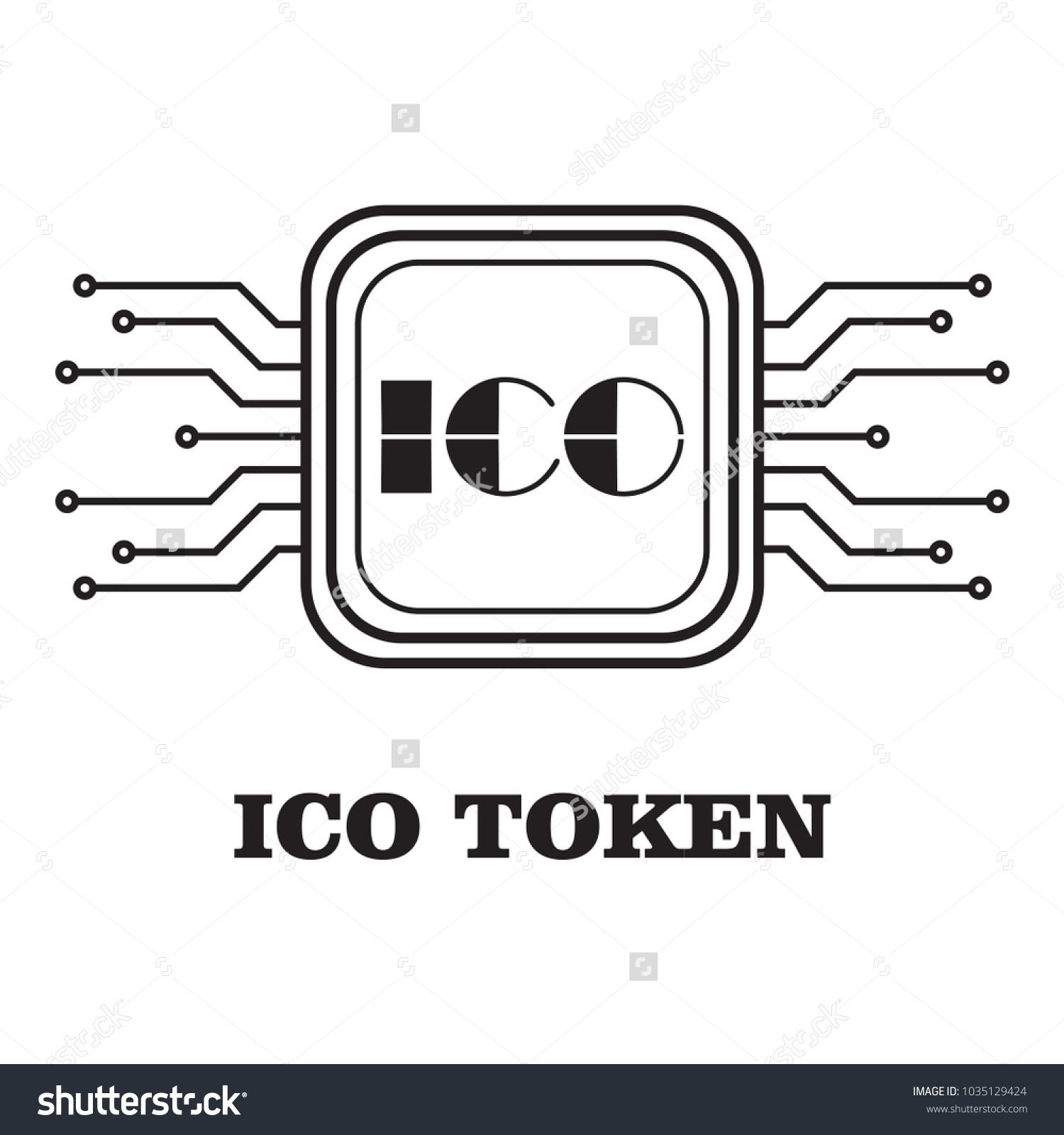Ico Token Icon Outline Stock Vector (Royalty Free) 1035129424