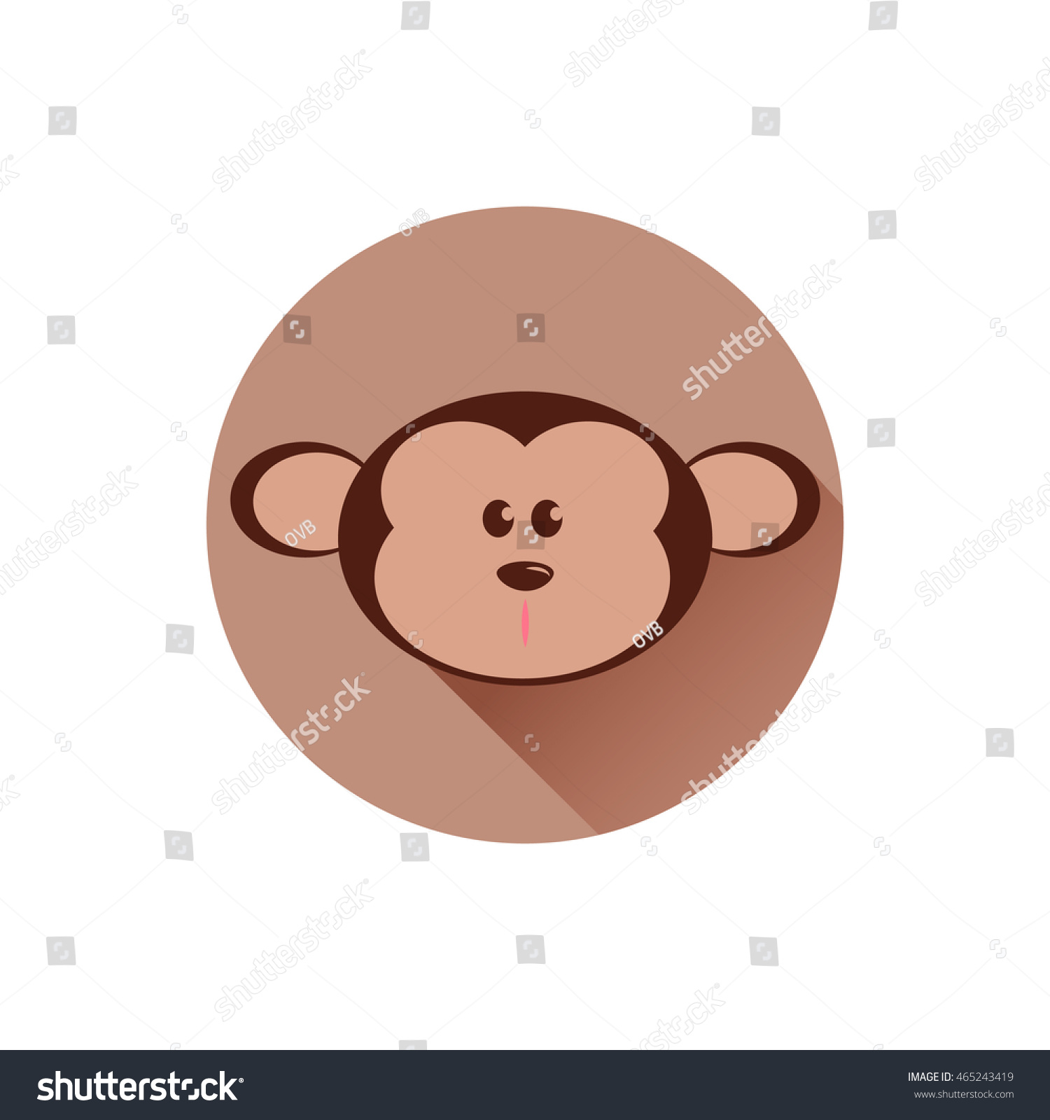Icon Cartoon Monkey Head Flat Design Stock Vector (Royalty Free ...