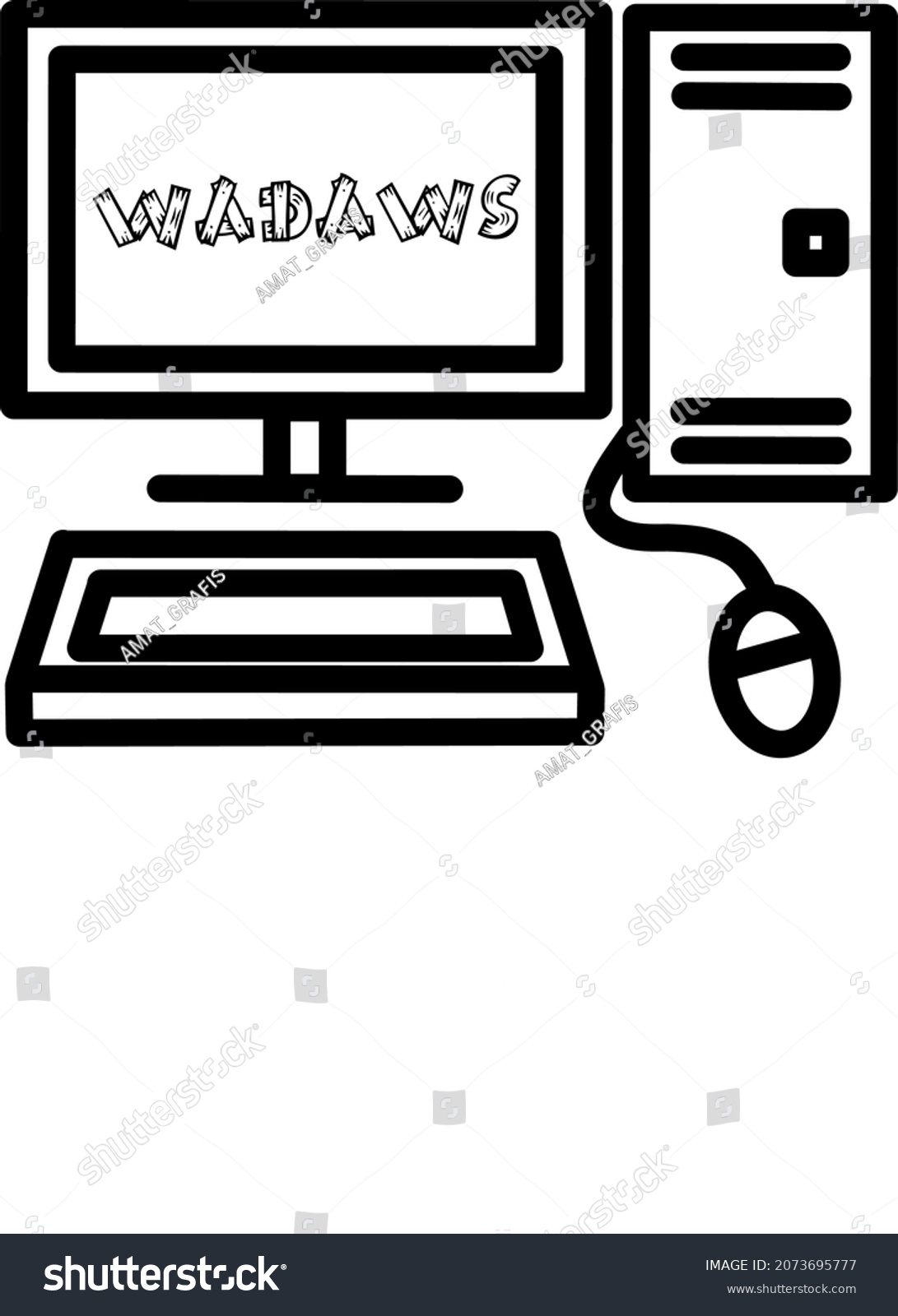 Icon Computer Complete Keyboard Cpu Mouse Stock Vector (Royalty Free ...