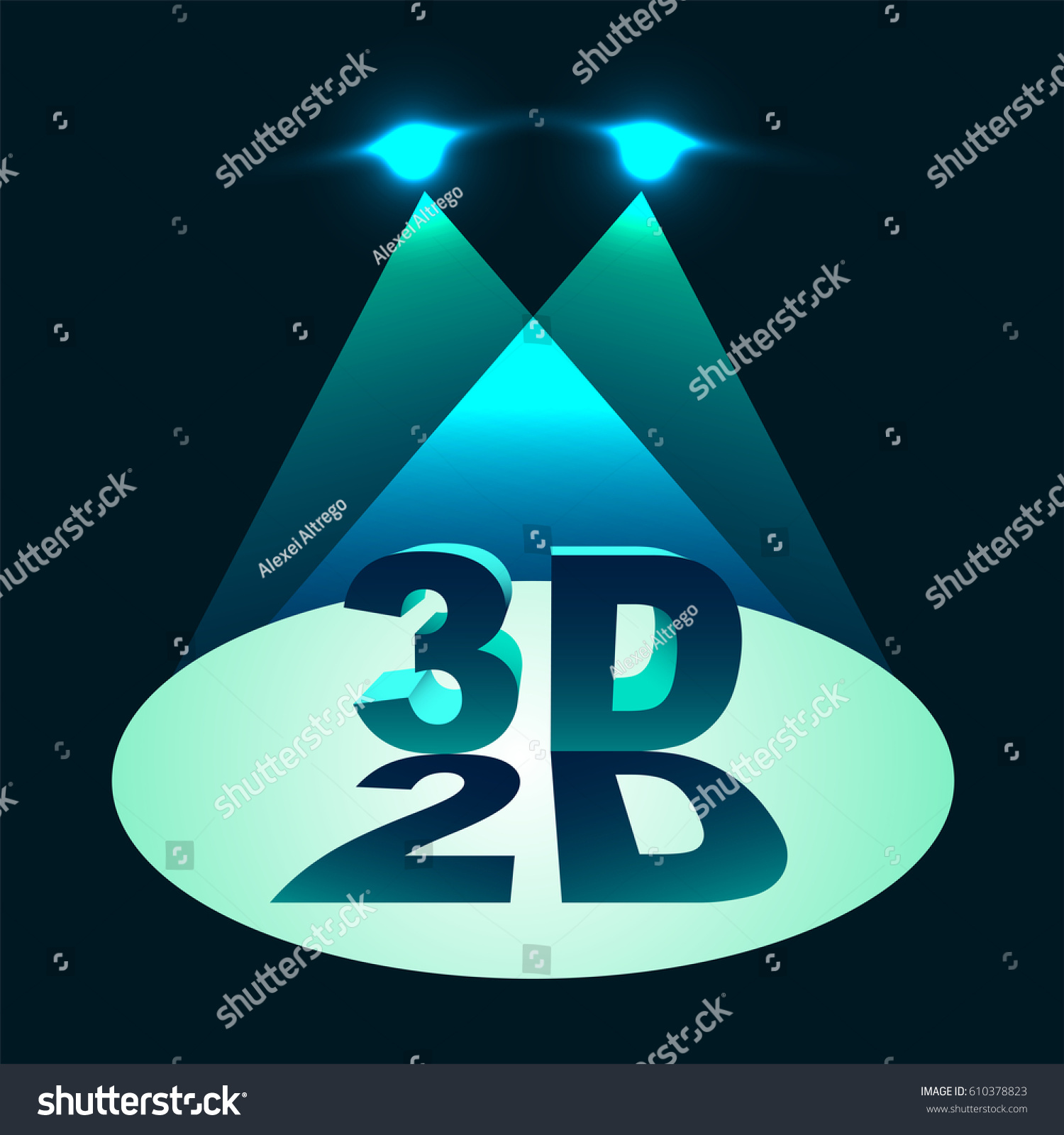 Icon 3d Shadow 2d Backlight Vector Stock Vector (Royalty Free) 610378823